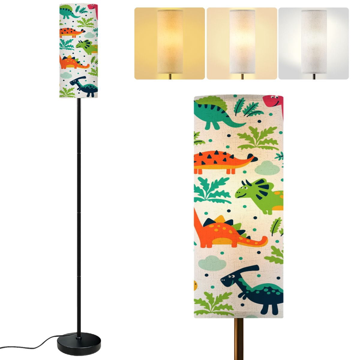 Modern Standing Floor Lamp seamless pattern funny dinosaurs clouds ...