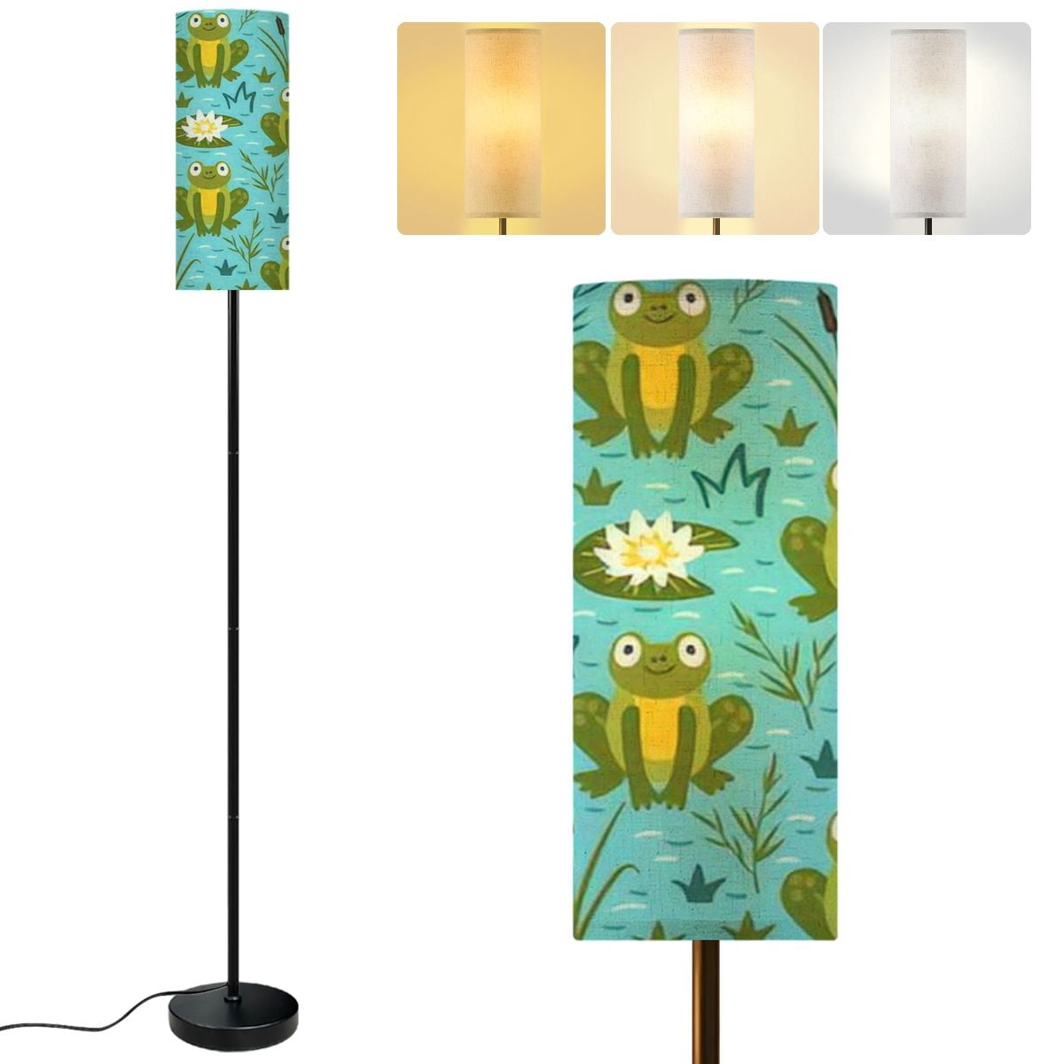Modern Standing Floor Lamp seamless pattern funny frogs Childish ...