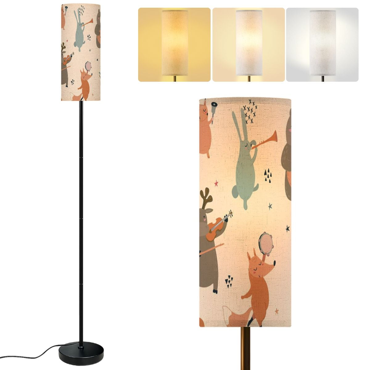 Modern Standing Floor Lamp seamless pattern hand drawn wild forest ...