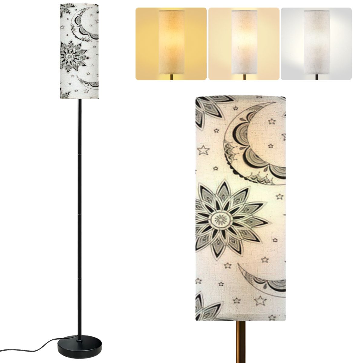 Modern Standing Floor Lamp seamless pattern vintage moon sun stars ...