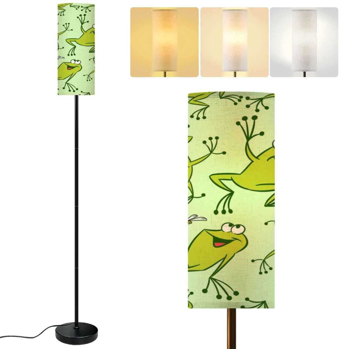 Modern Standing Floor Lamp shows seamless pattern funny cartoon frogs ...