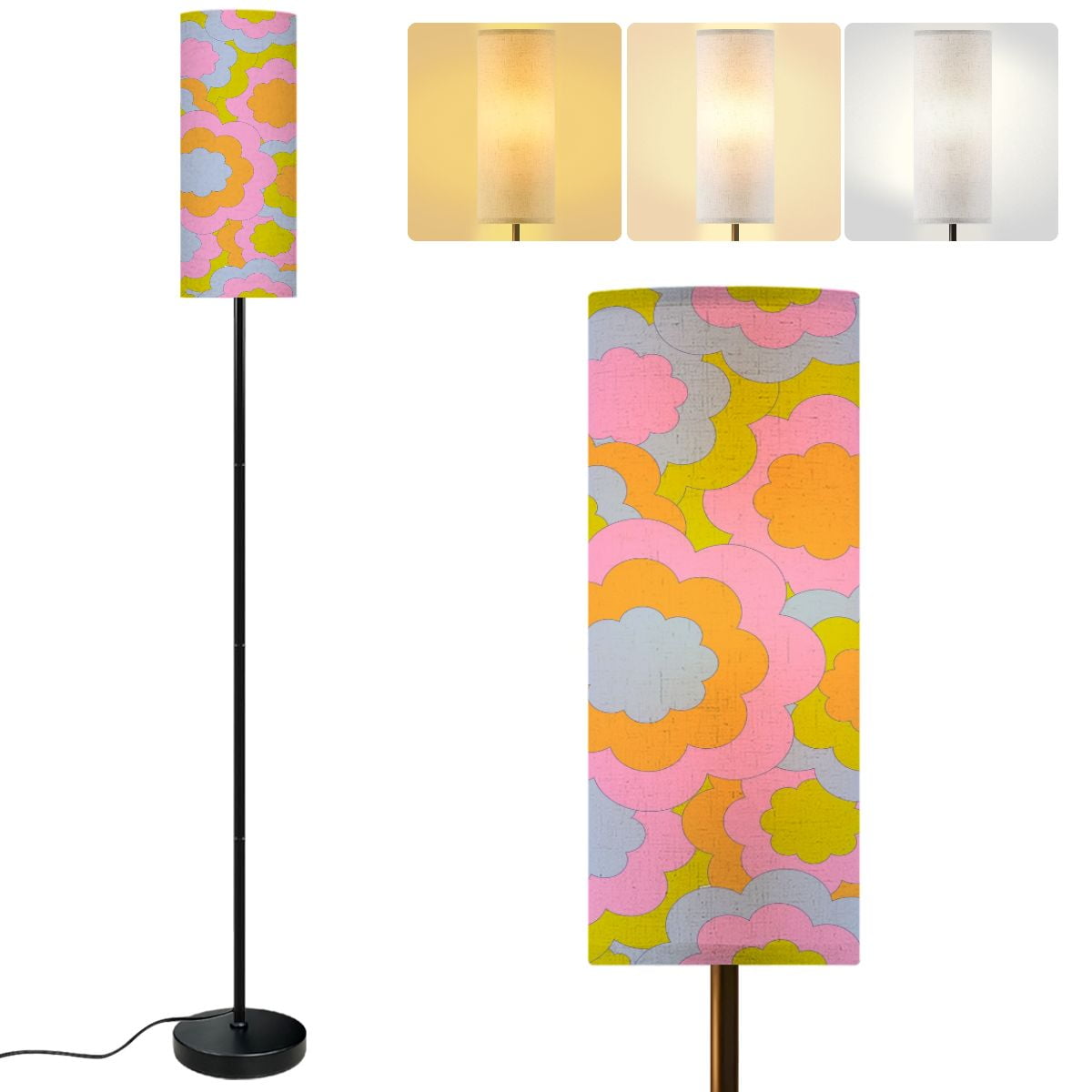 Modern Standing Floor Lamp square seamless patterns vintage groovy ...