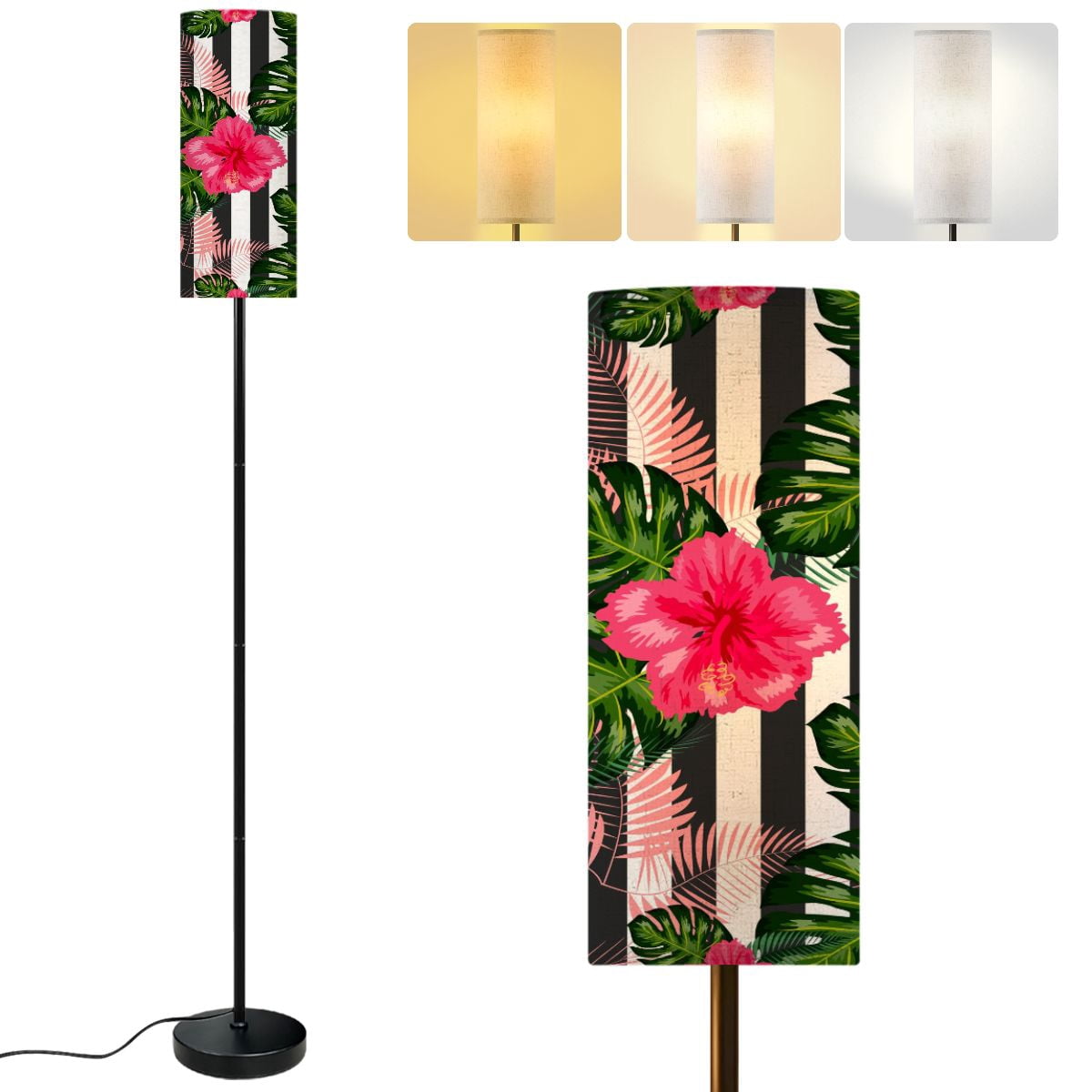 Modern Standing Floor Lamp summer exotic jungle tropical palm leaves ...