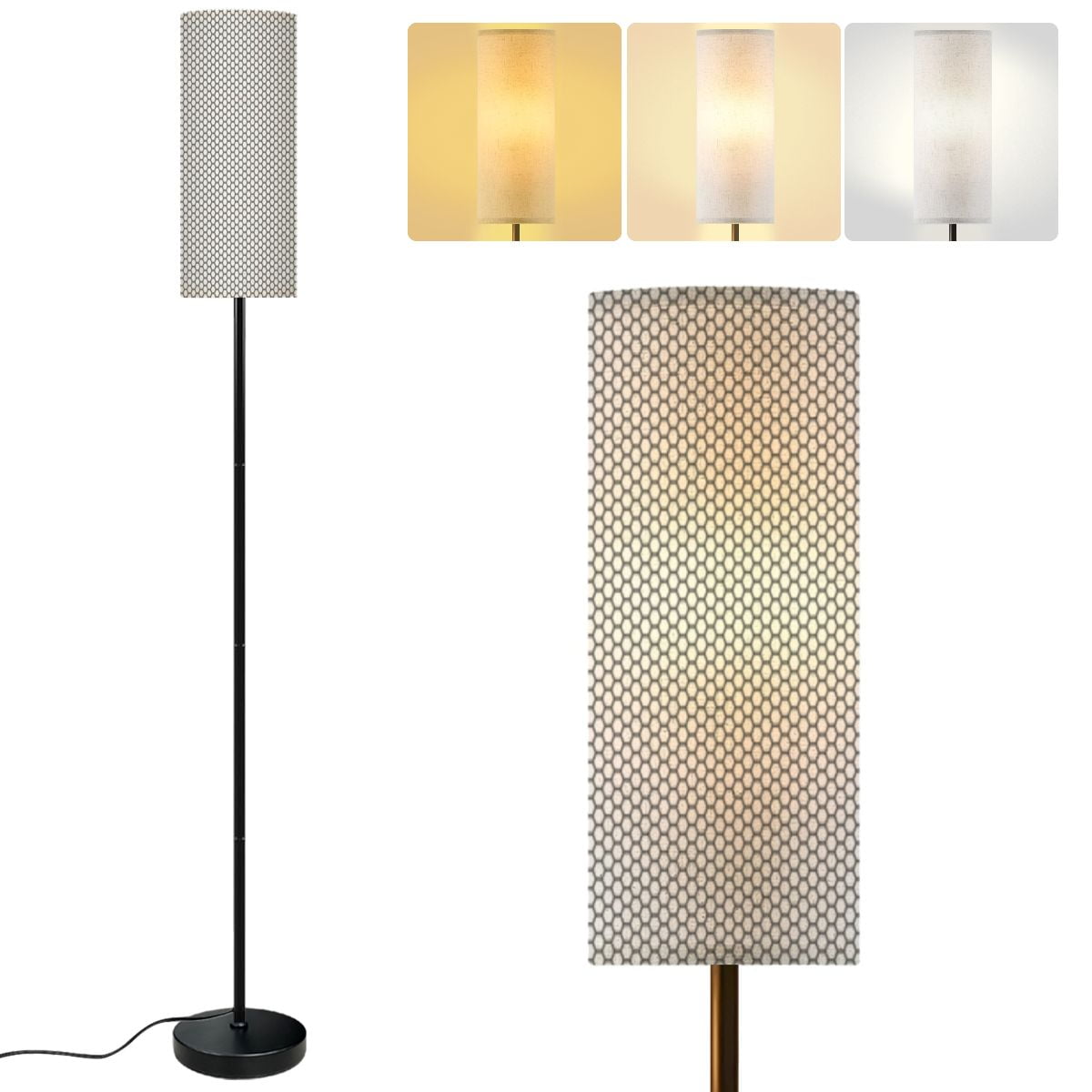 Modern Standing Floor Lamp window net seamless form PVC hexagons ...