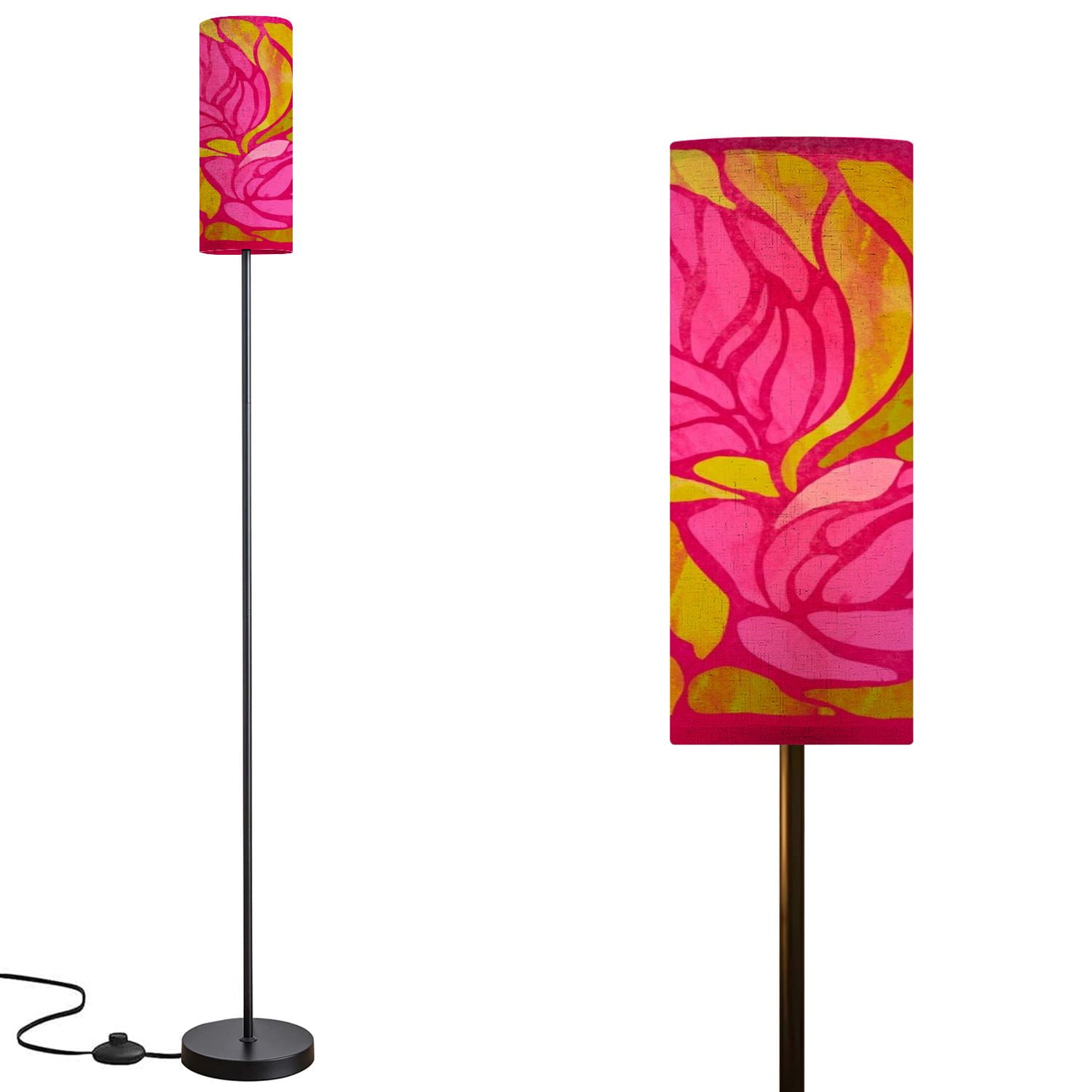 Modern Standing Lamps Abstract floral stained glass pink yellow ...