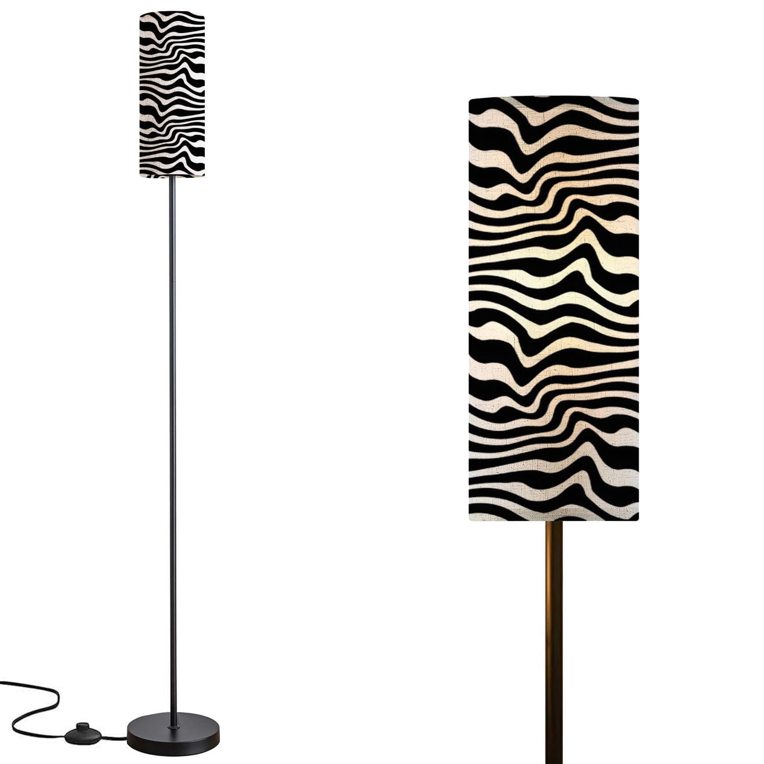 Modern Standing Lamps Abstract geometric black white graphic print ...