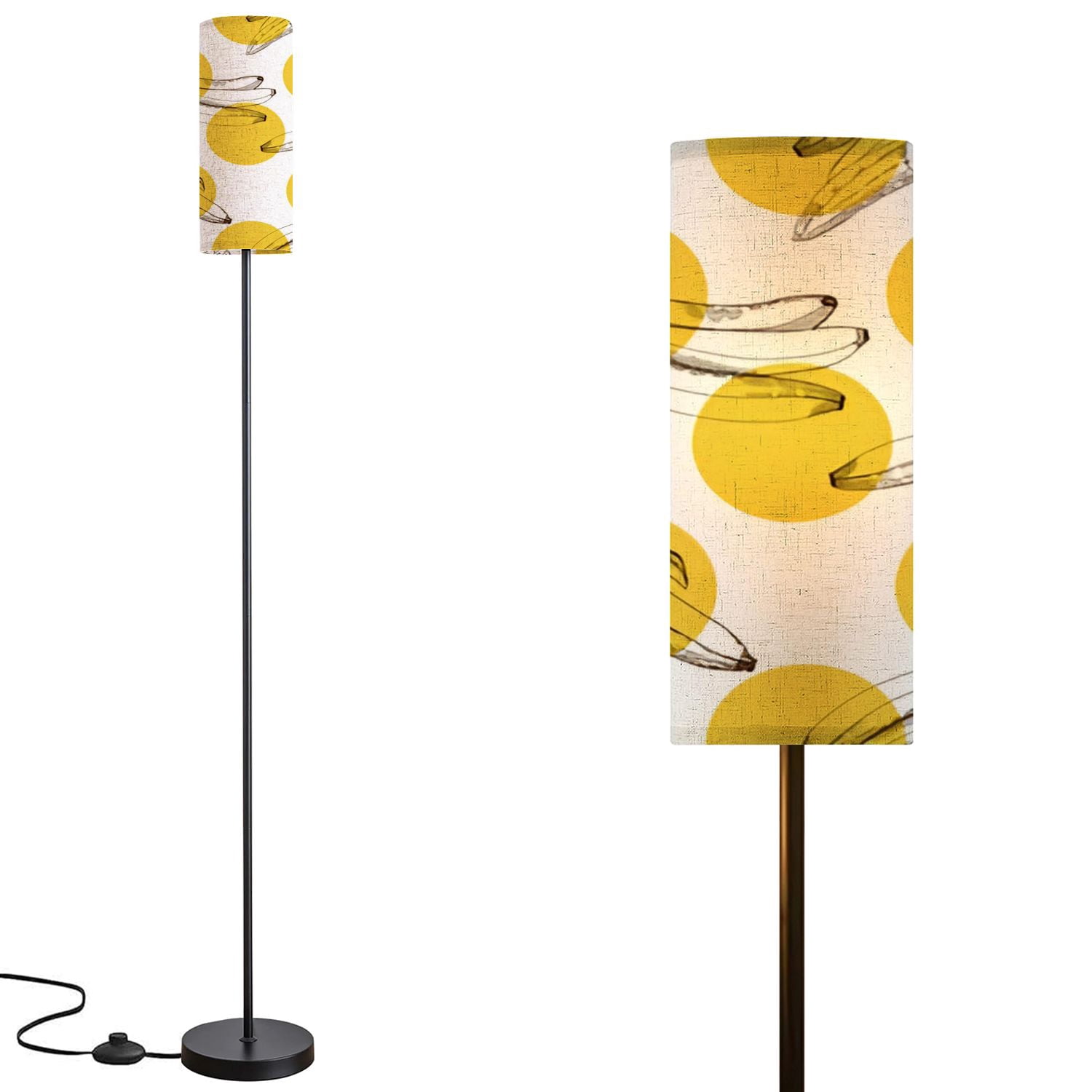 Modern Standing Lamps Banana pattern hand drawing Dimmable Floor Lamp ...
