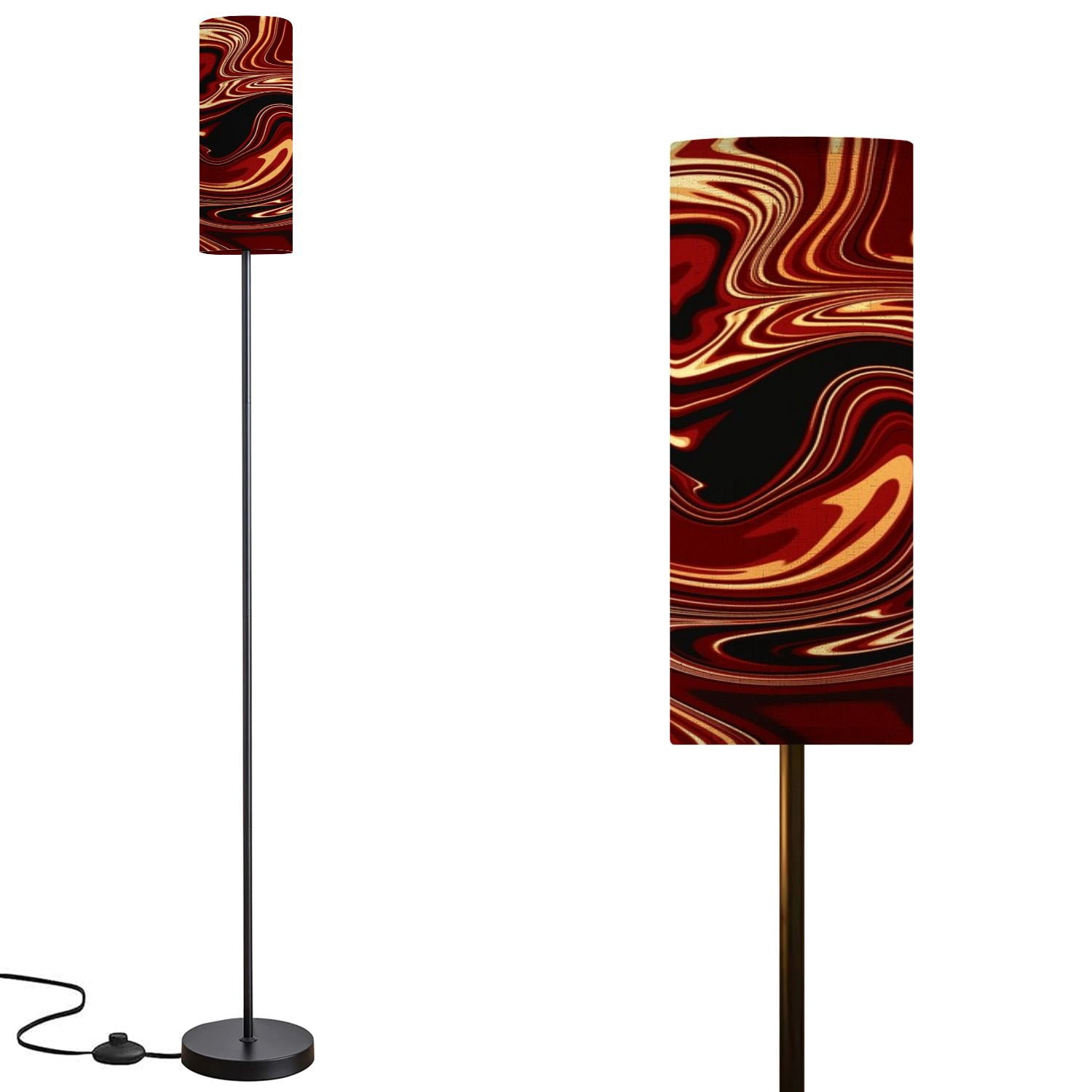 Modern Standing Lamps Black Maroon Gold Marble Texture Dimmable Floor ...