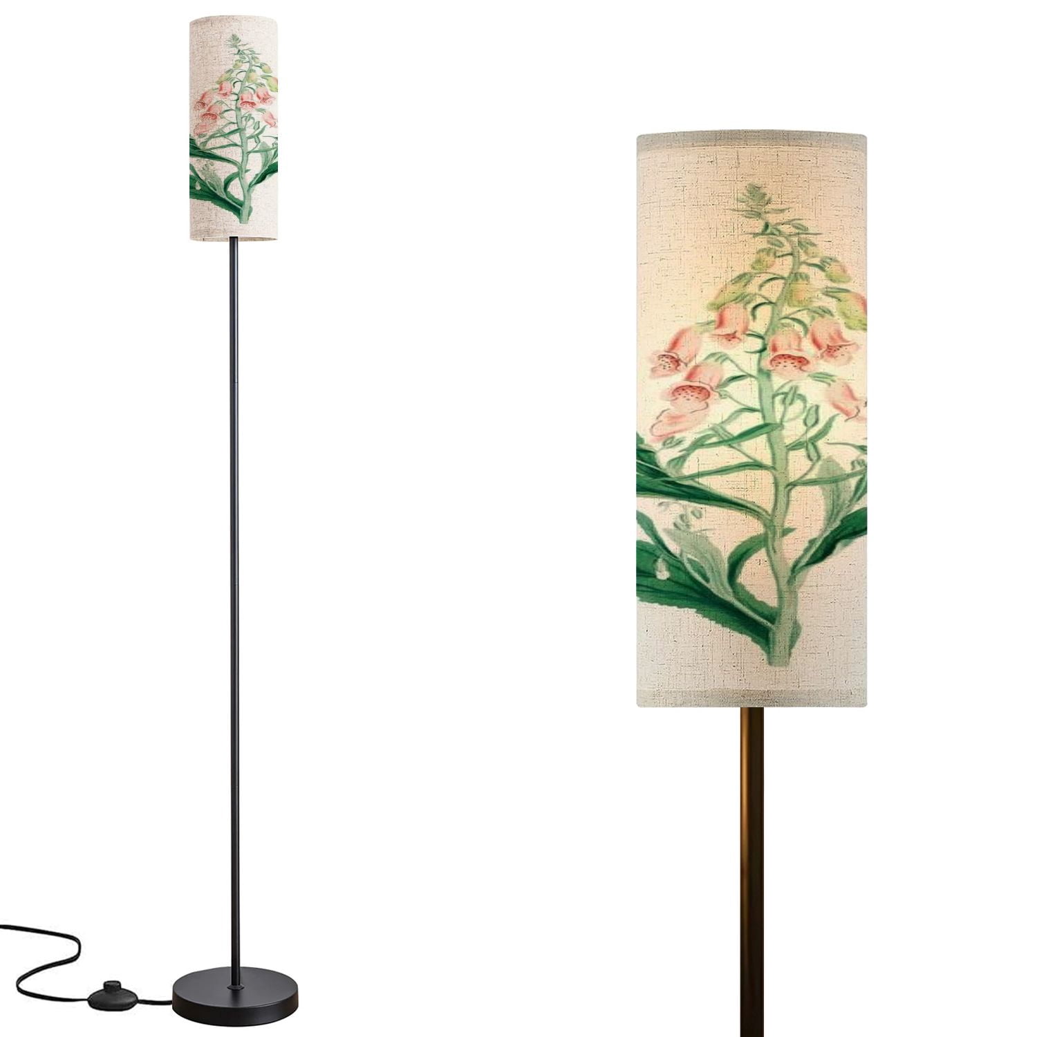 Modern Standing Lamps Colorful Foxglove Flower Botanical Art Dimmable ...