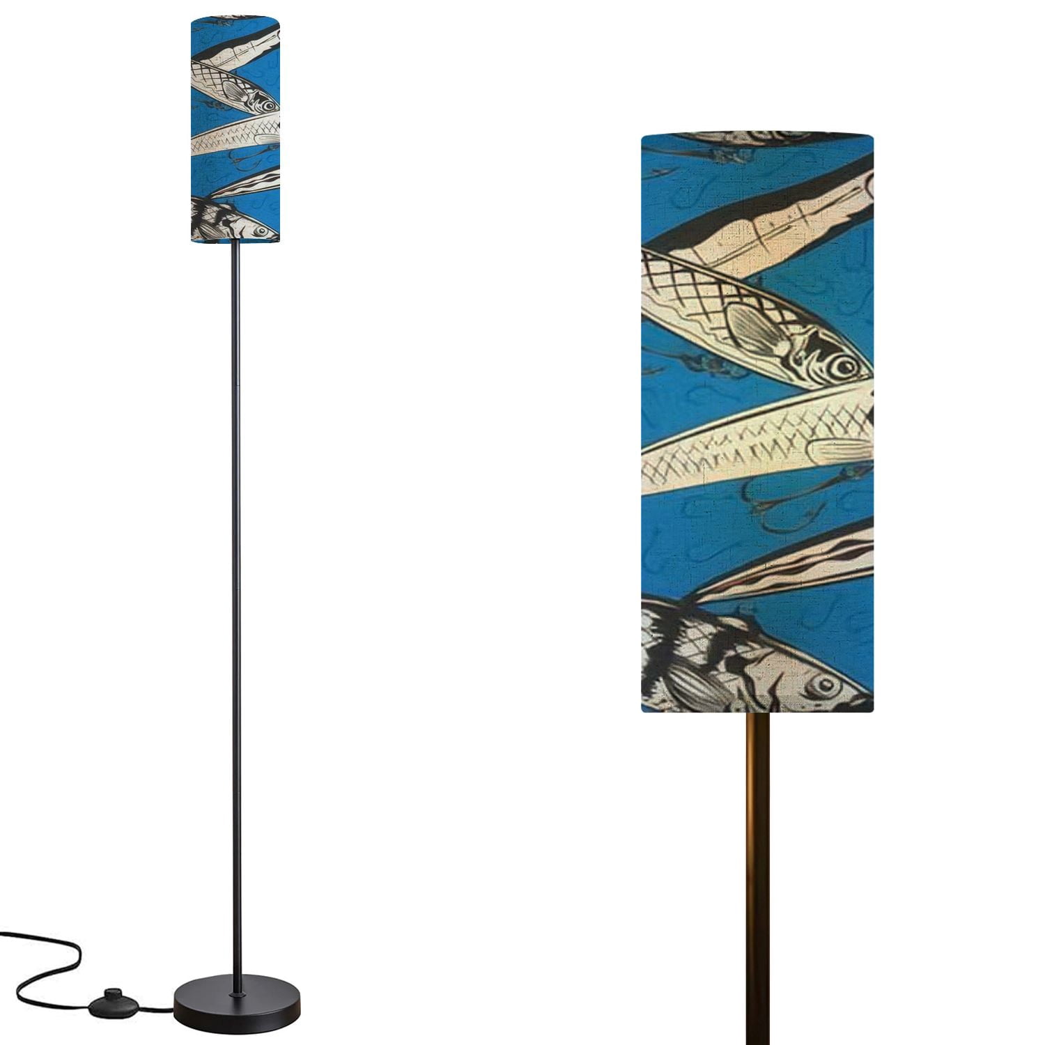 Modern Standing Lamps Fishing Lures seamless pattern Dimmable Floor ...