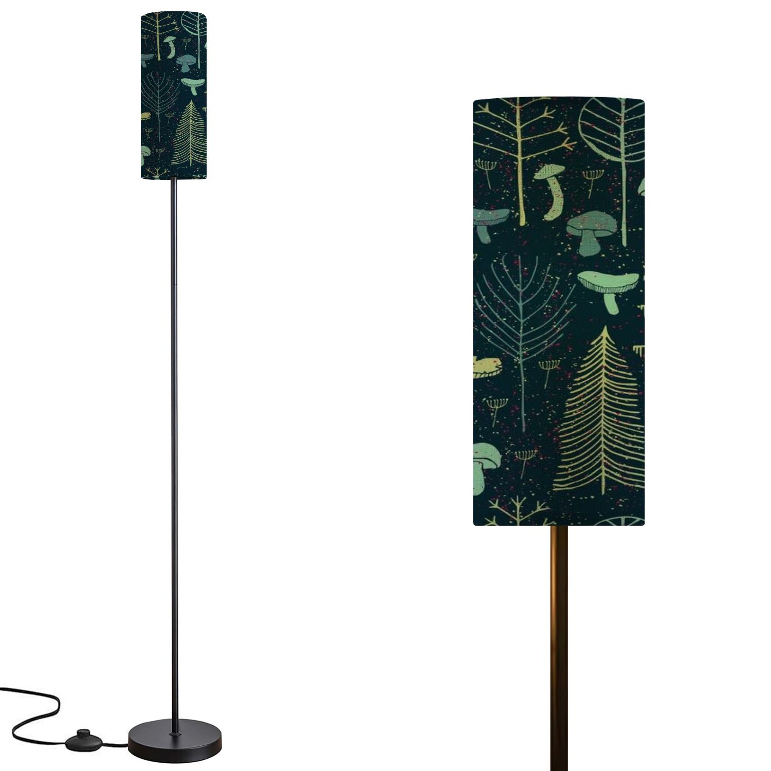 Modern Standing Lamps Forest trees Mushrooms seamless pattern Hand ...