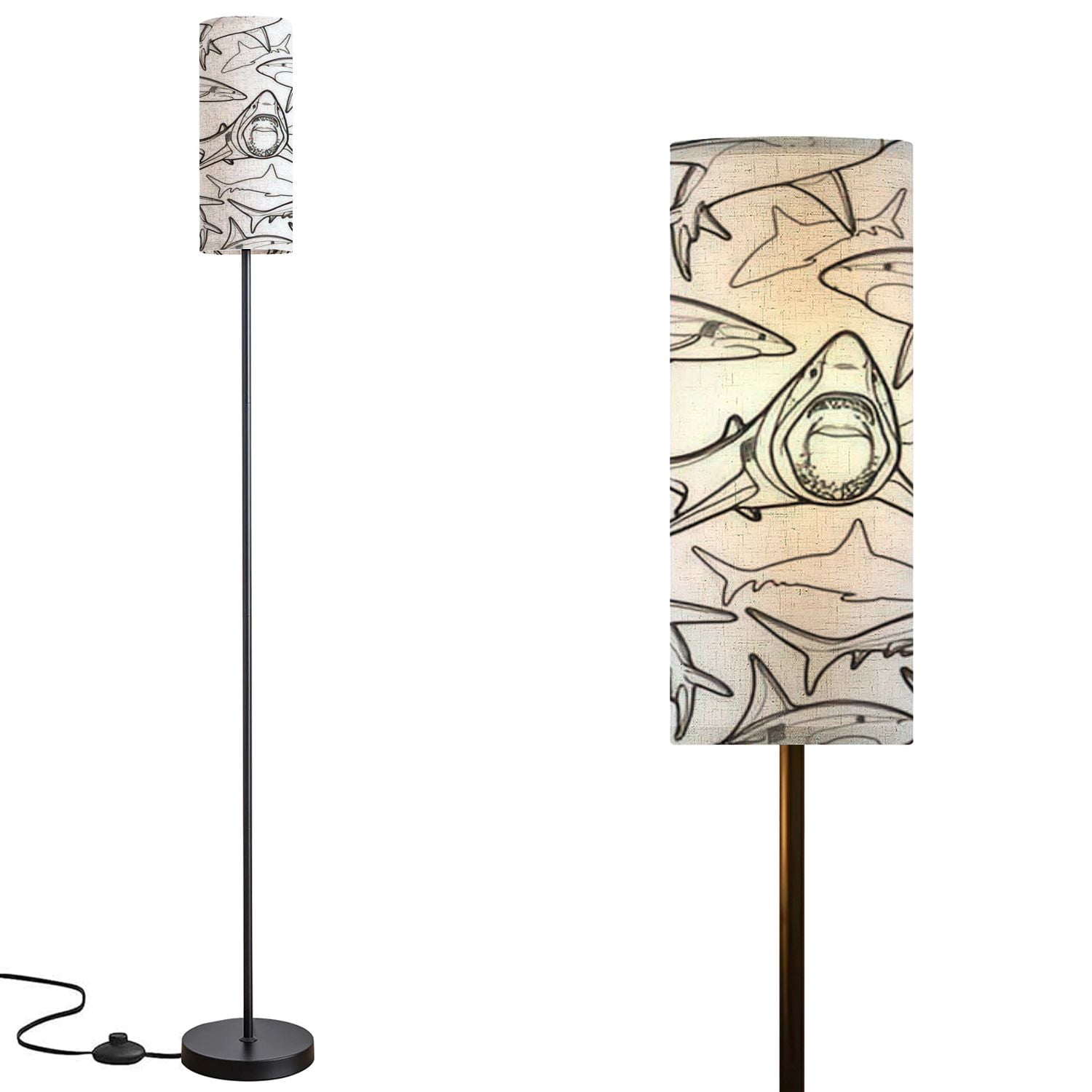 Modern Standing Lamps Graphic whitetip sharks drawn line art style ...