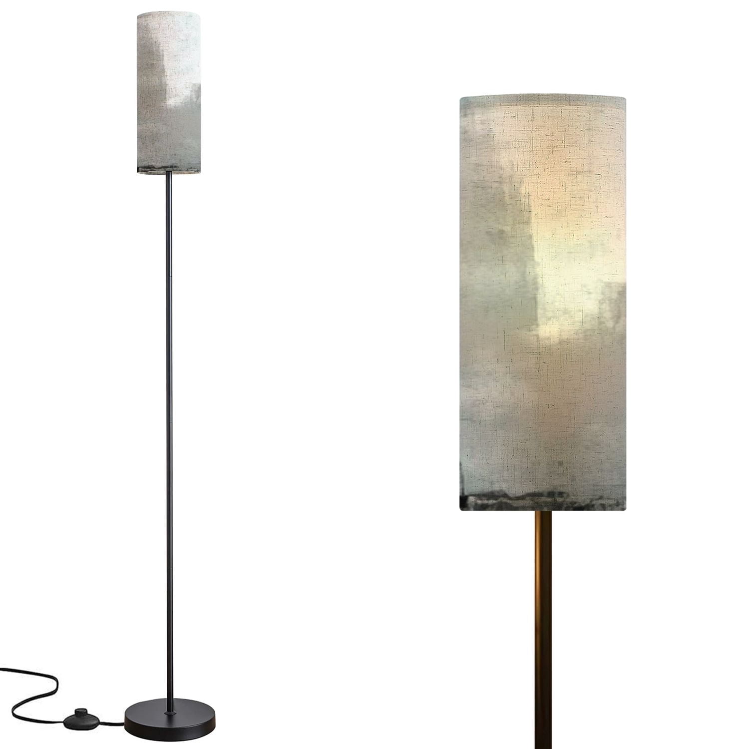Modern Standing Lamps Grey Abstract Art Dimmable Floor Lamp Metal Pole ...
