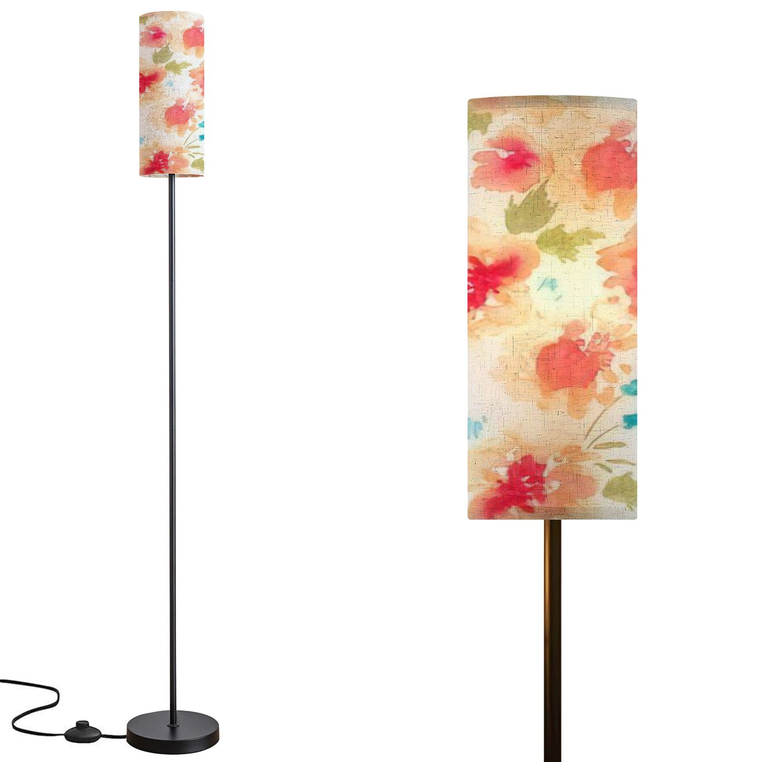 Modern Standing Lamps Hand Water Colour Floral Seamless Repeat Peach ...
