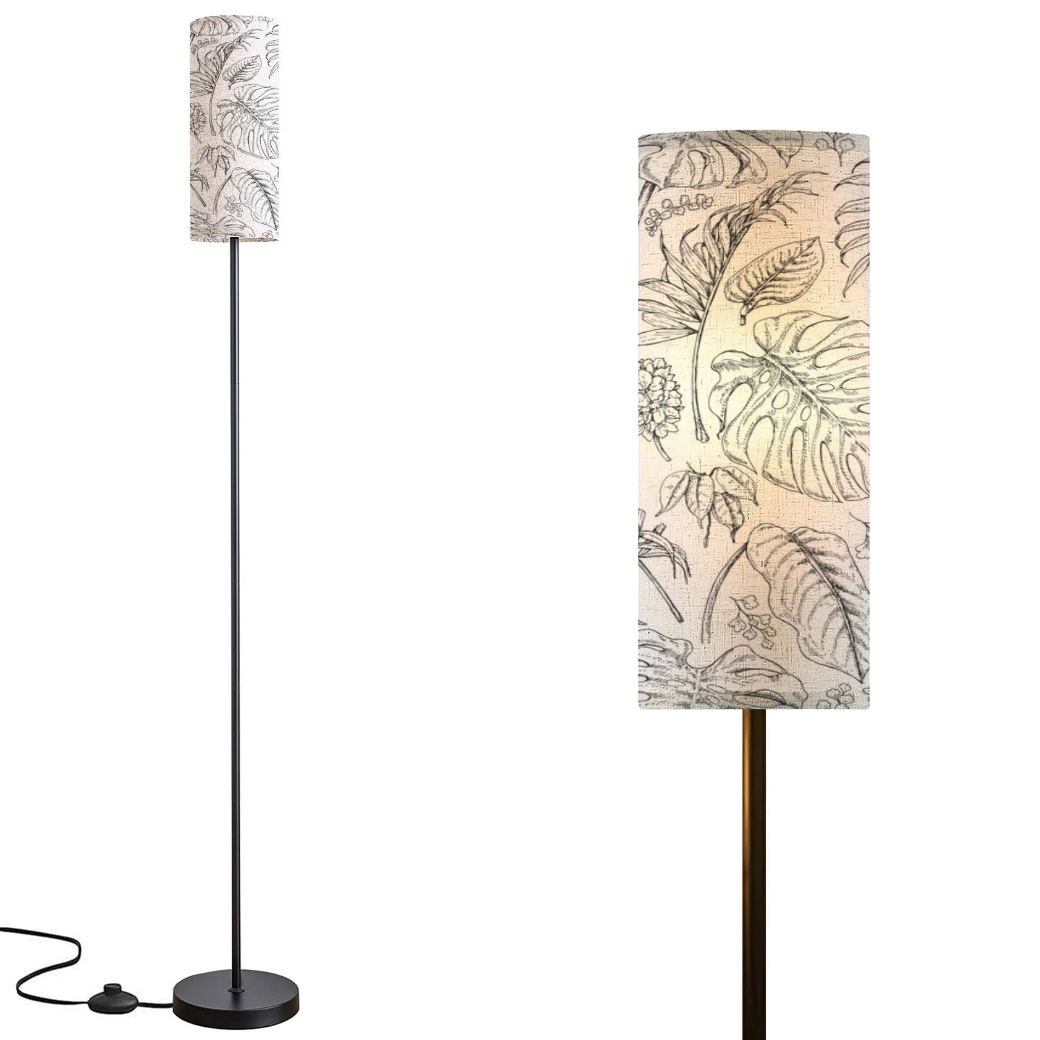 Modern Standing Lamps Hand drawn branches leaves tropical plants ...