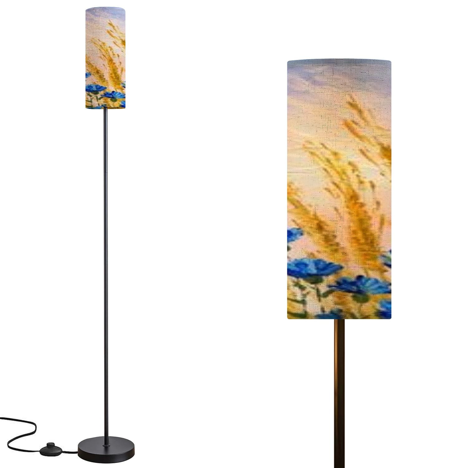 Modern Standing Lamps Hand drawn light acryl paint village land flora ...