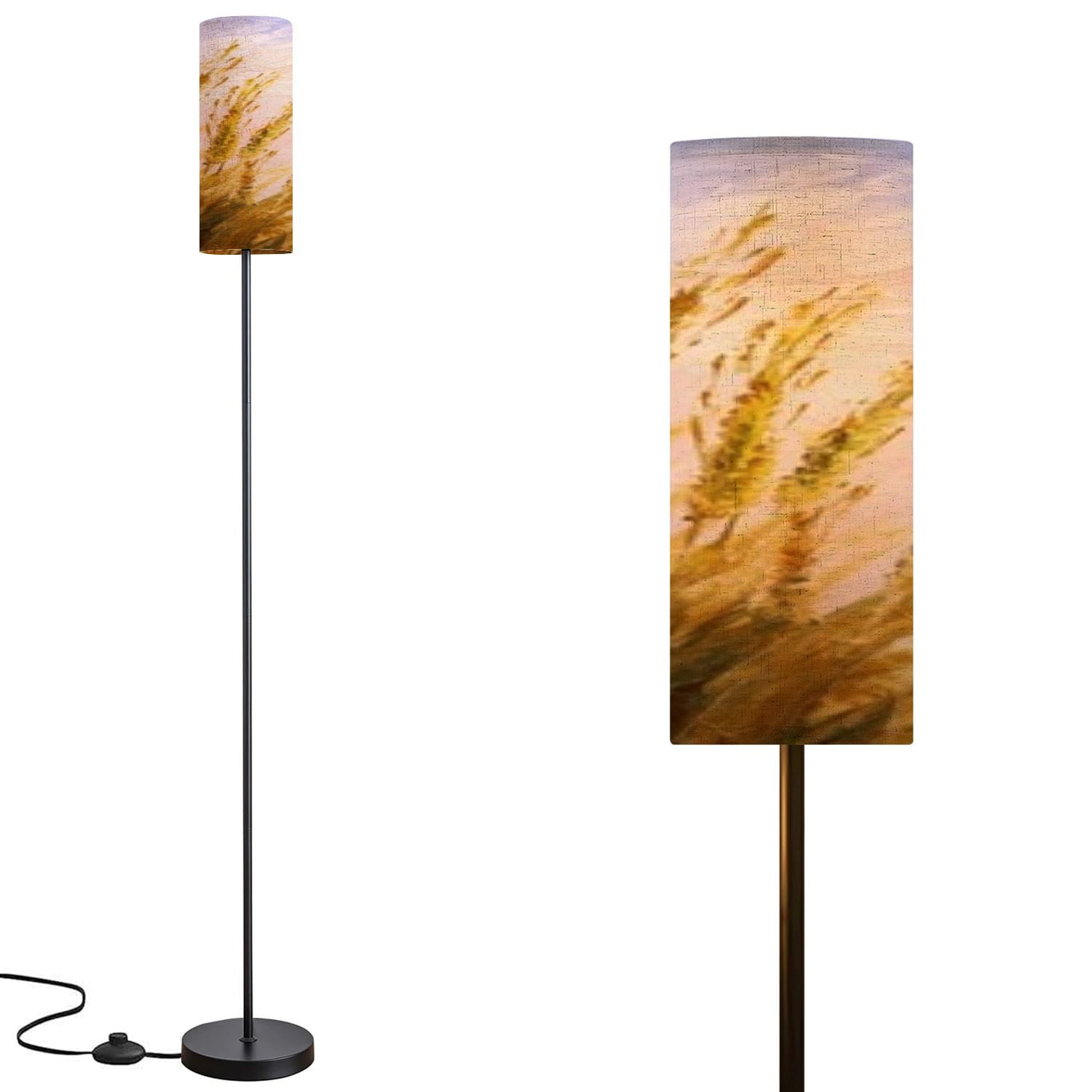 Modern Standing Lamps Hand drawn light gold paint sunny dusk village ...