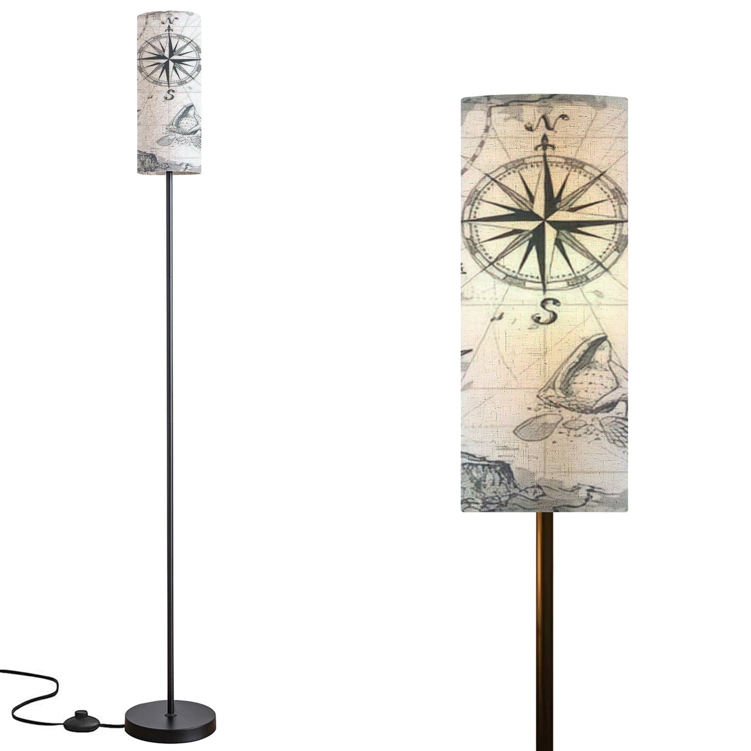 Modern Standing Lamps Hand drawn seamless sea map compass lighthouse ...