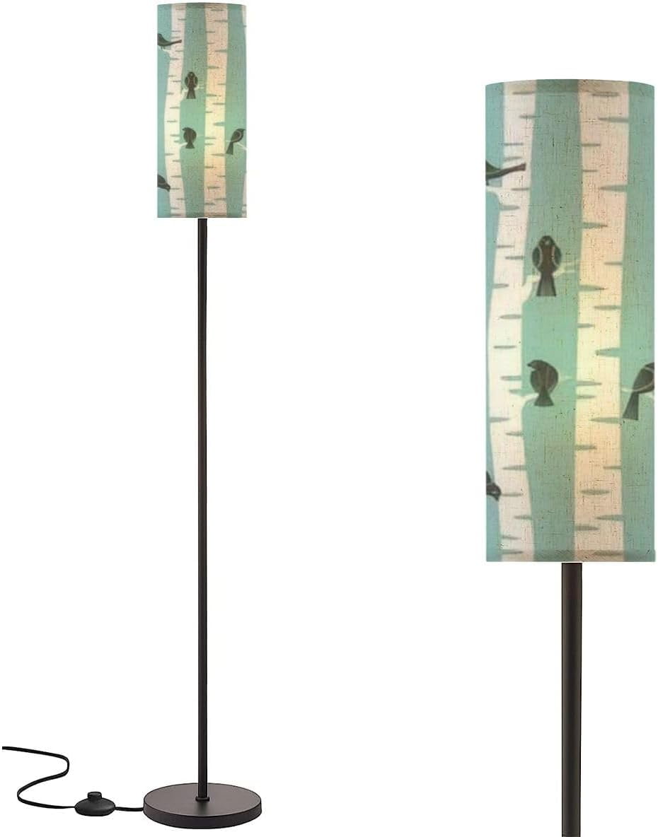 Modern Standing Lamps Pattern Birds Trees Minimalist Floor Lamp ...