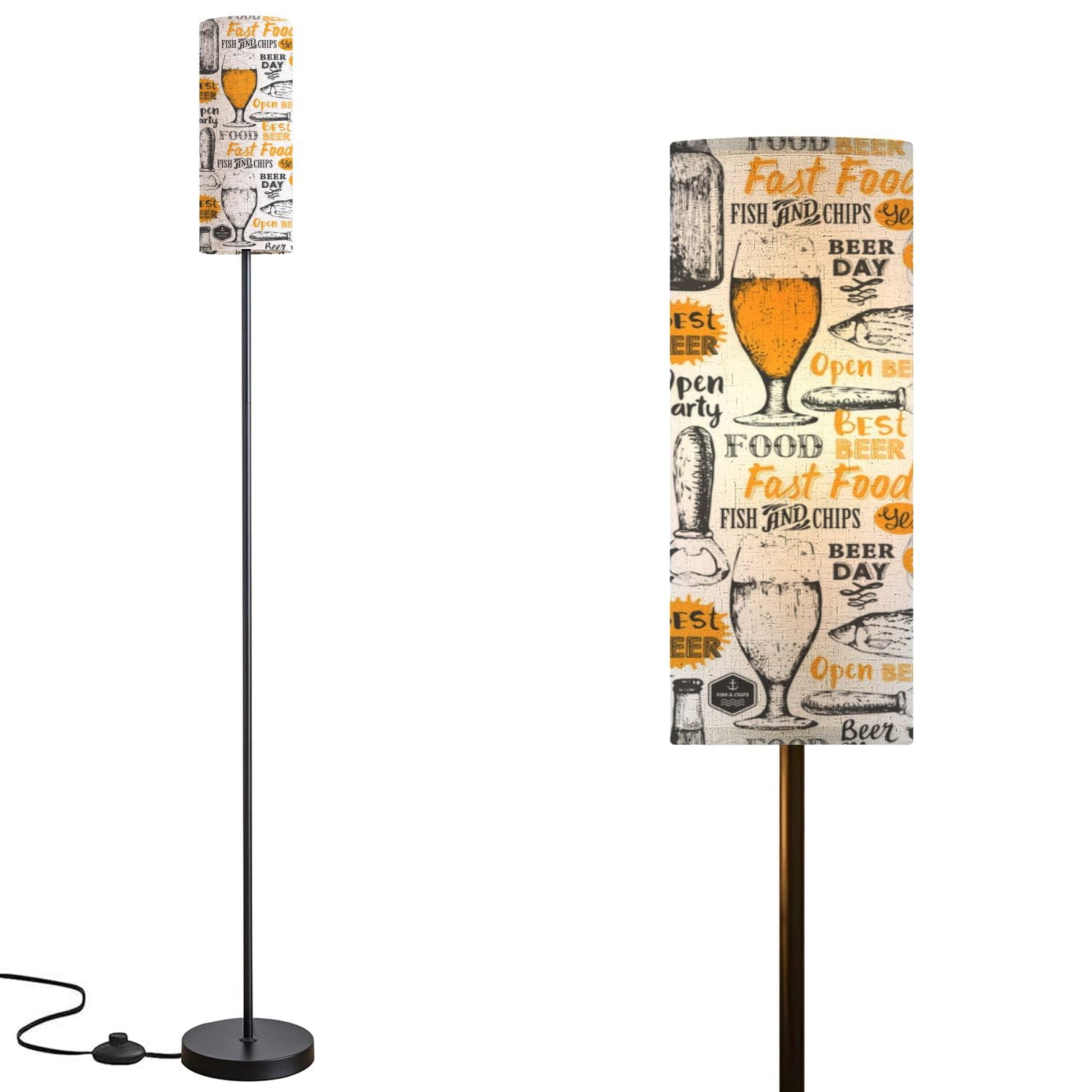 Modern Standing Lamps Pattern beer snack sketch style Seamless for Pub ...