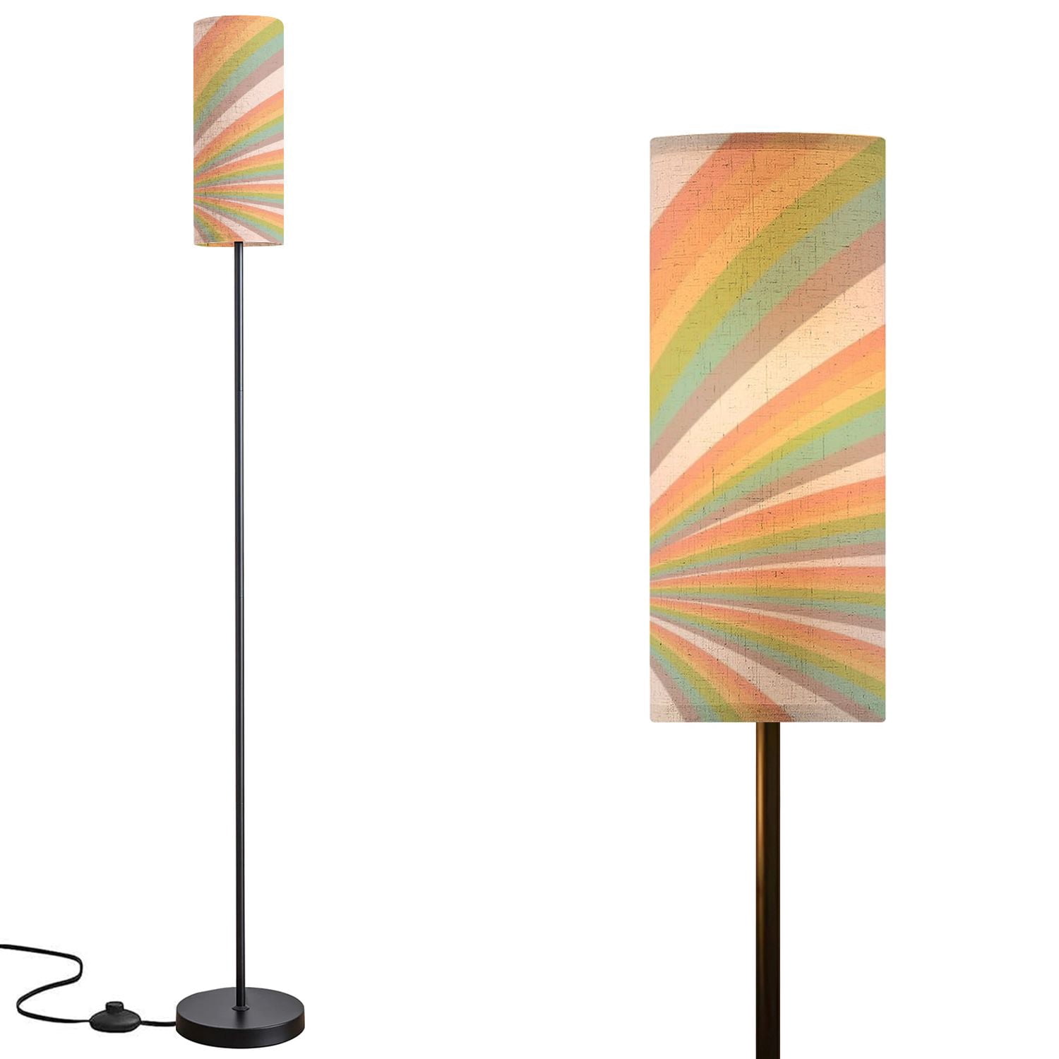 Modern Standing Lamps Retro abstract psychedelic rainbow sunburst ...