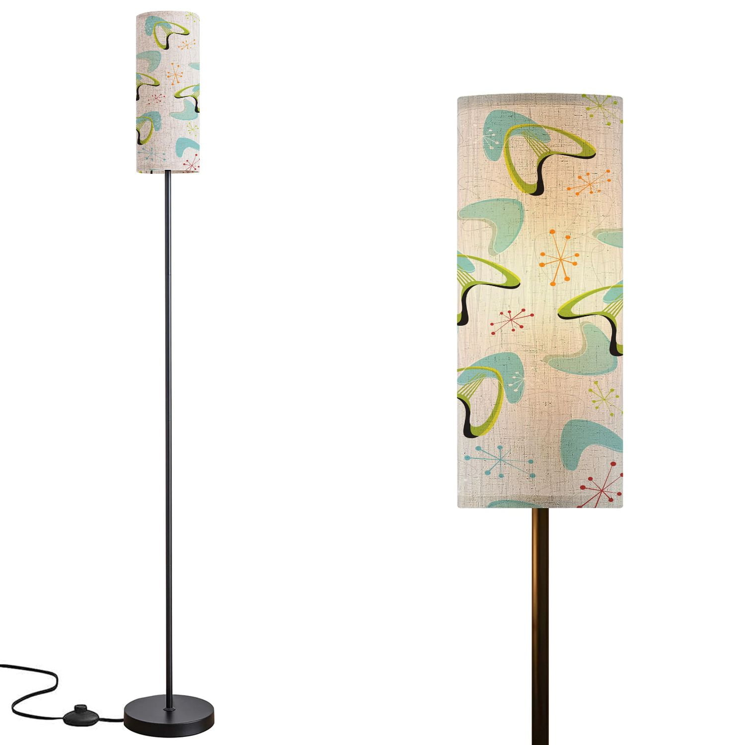 Modern Standing Lamps Retro bark cloth boomerangs pattern Dimmable ...