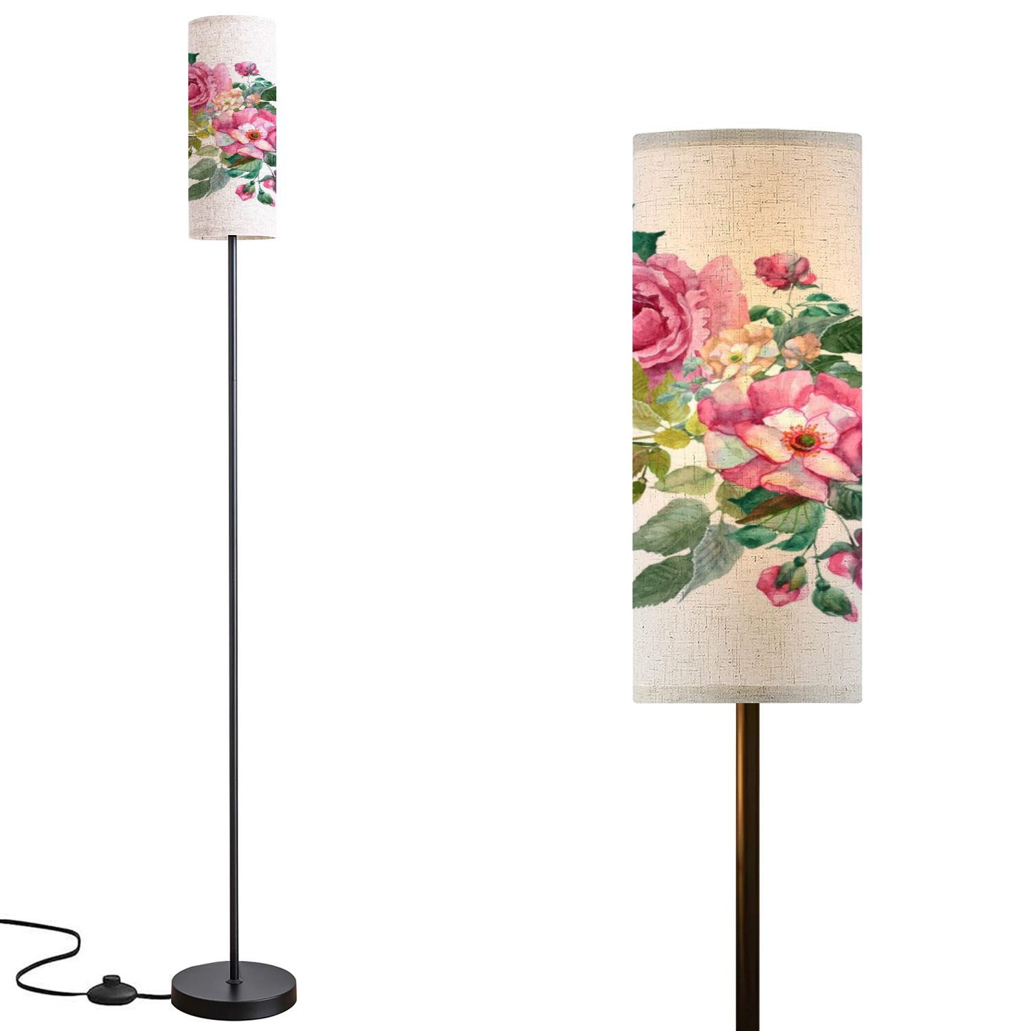 Modern Standing Lamps Roses Garland Watercolor hand white Dimmable ...