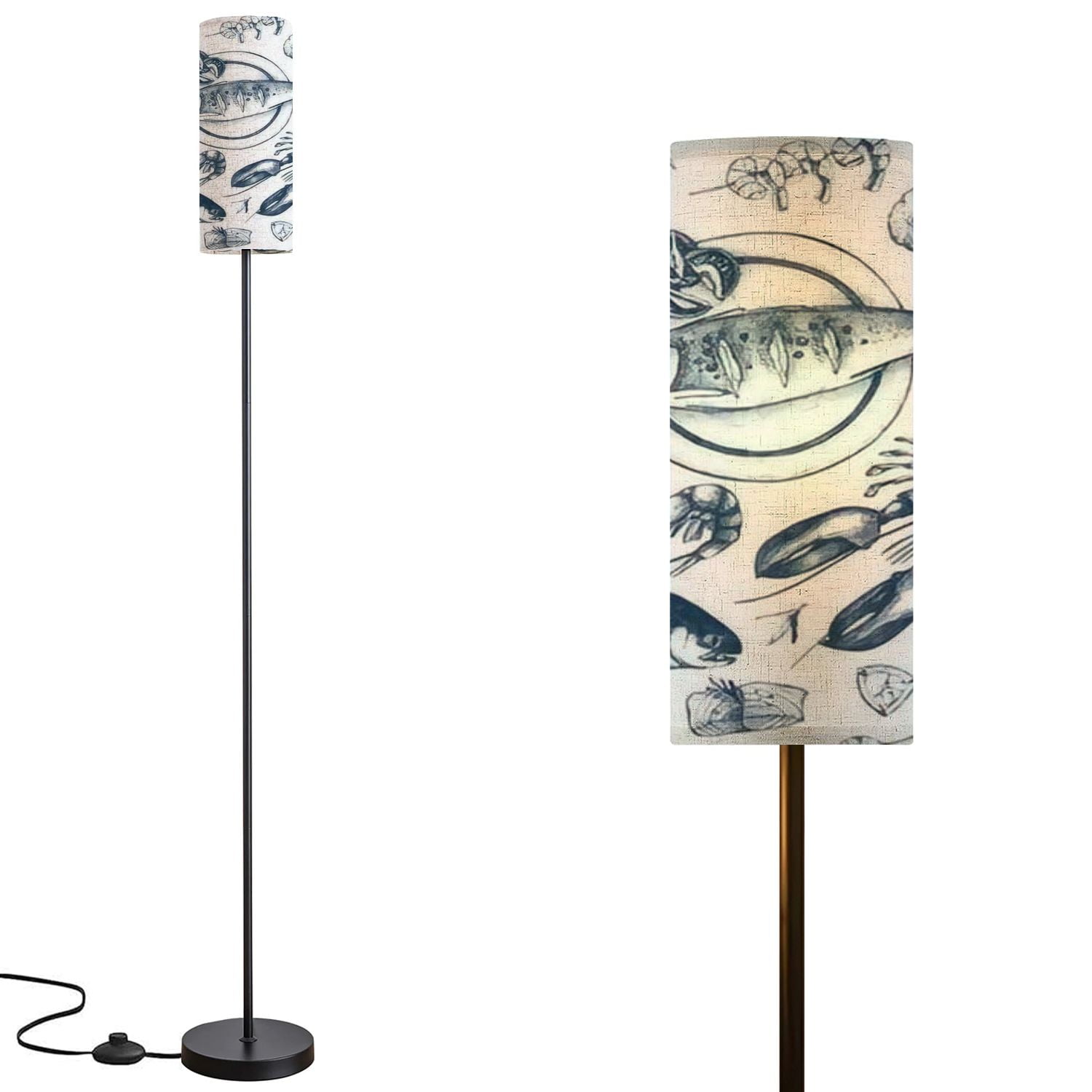 Modern Standing Lamps Seafood Hand drawn sea food lobster crab oyster ...