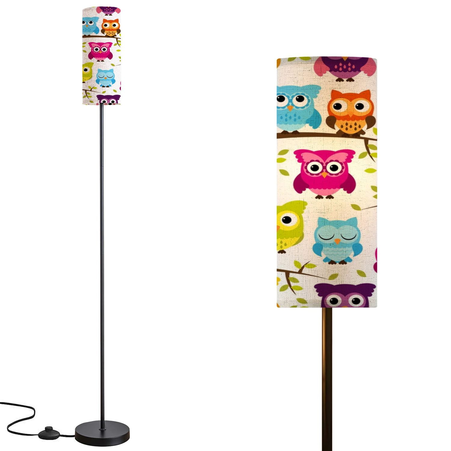 Modern Standing Lamps Seamless Tileable Owl Pattern Dimmable Floor Lamp ...