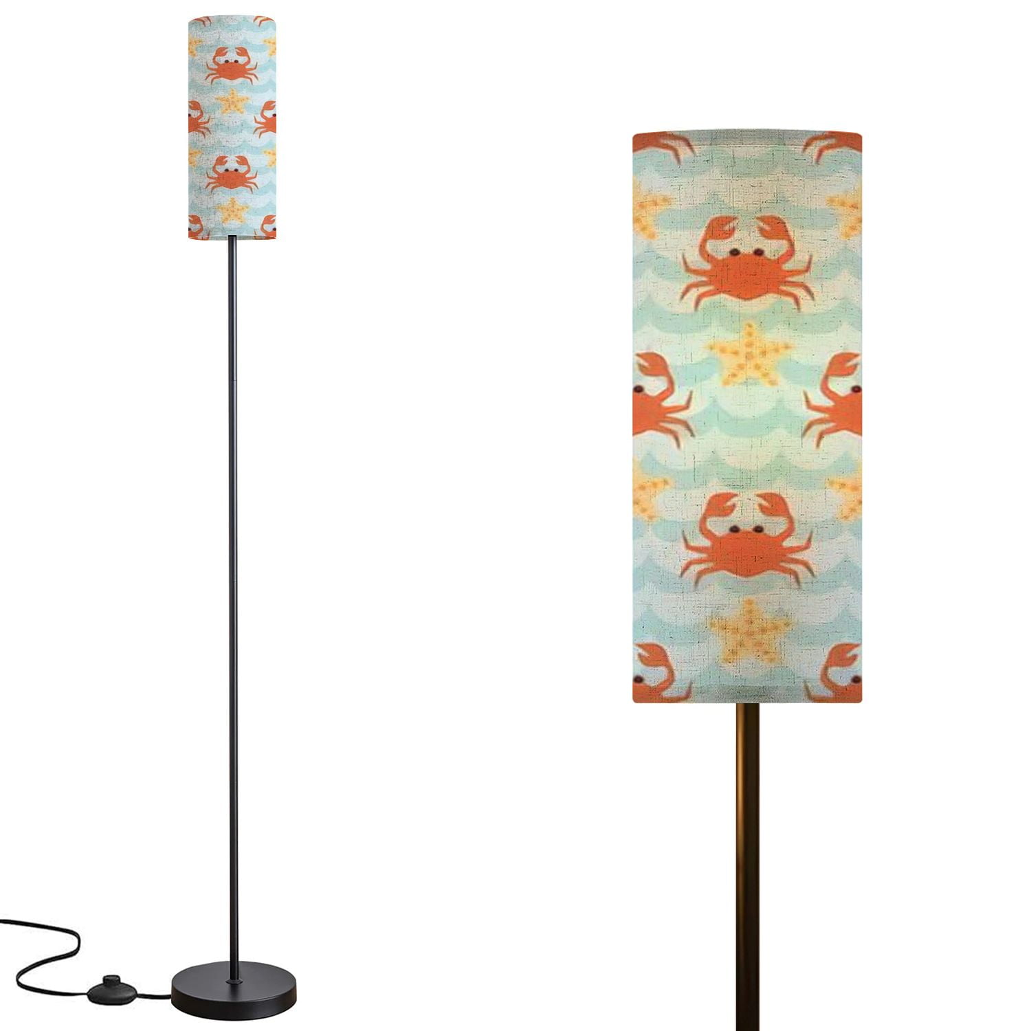 Modern Standing Lamps Seamless flock cute crabs starfishes blue wave ...