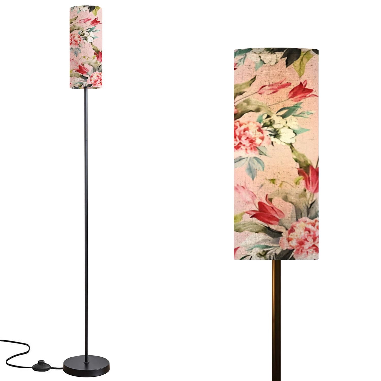 Modern Standing Lamps Seamless floral pattern tulips peonies light ...
