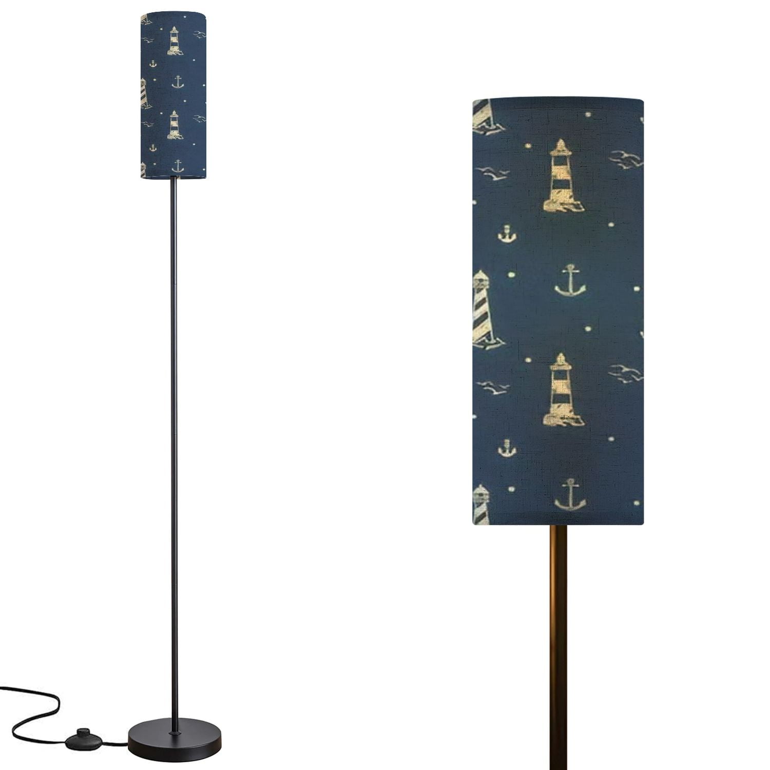 Modern Standing Lamps Seamless lighthouses anchors blue Dimmable Floor ...