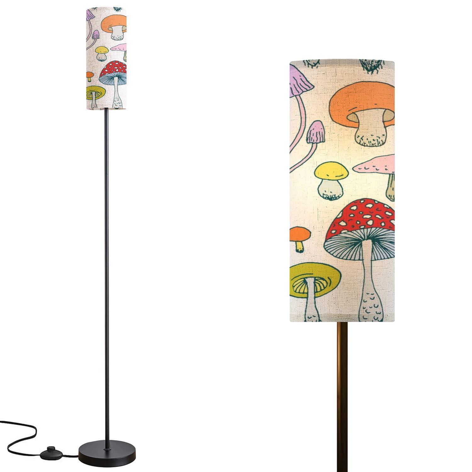 Modern Standing Lamps Seamless pattern Forest mushrooms outline hand ...