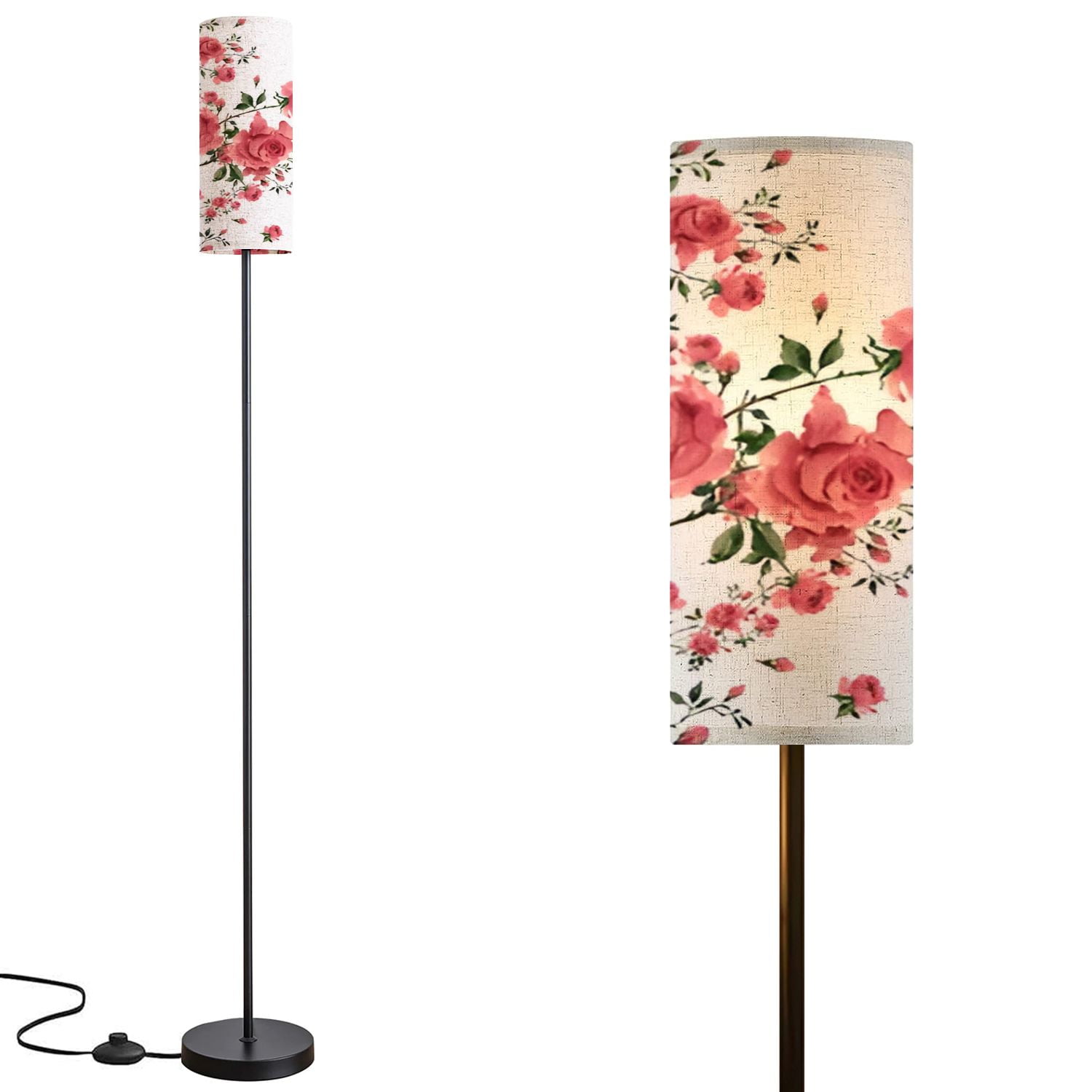 Modern Standing Lamps Seamless pattern beautiful roses Dimmable Floor ...