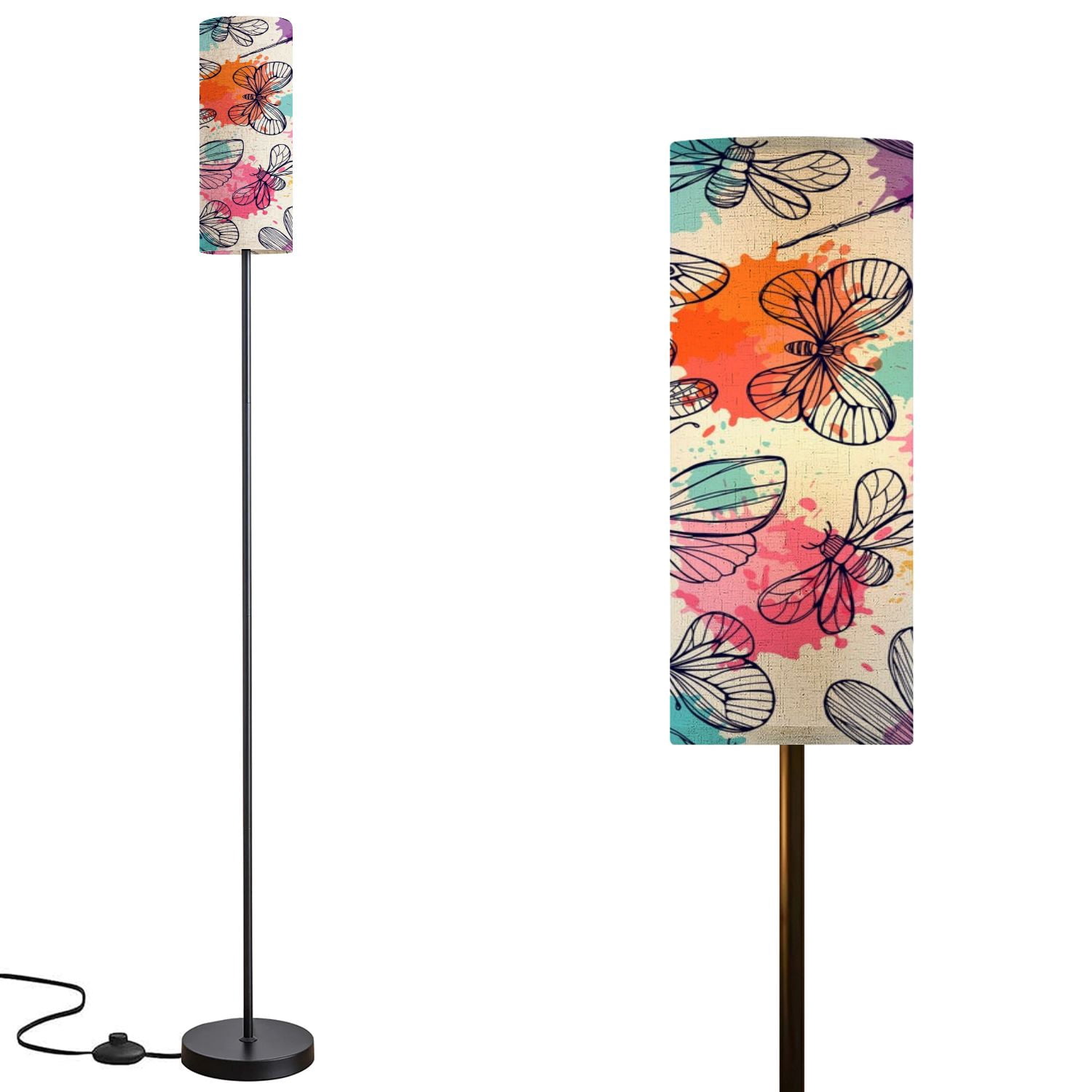 Modern Standing Lamps Seamless pattern butterflies dragonflies drawing ...