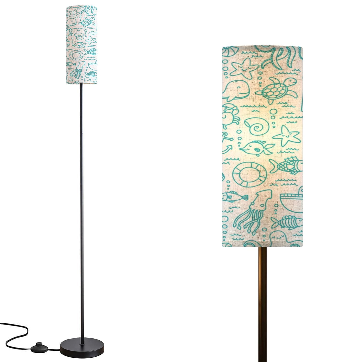 Modern Standing Lamps Seamless pattern sea creatures doodles nautical ...
