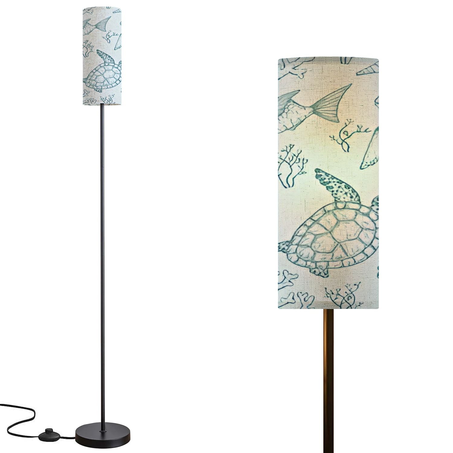 Modern Standing Lamps Seamless pattern sketch sea shells fish corals ...