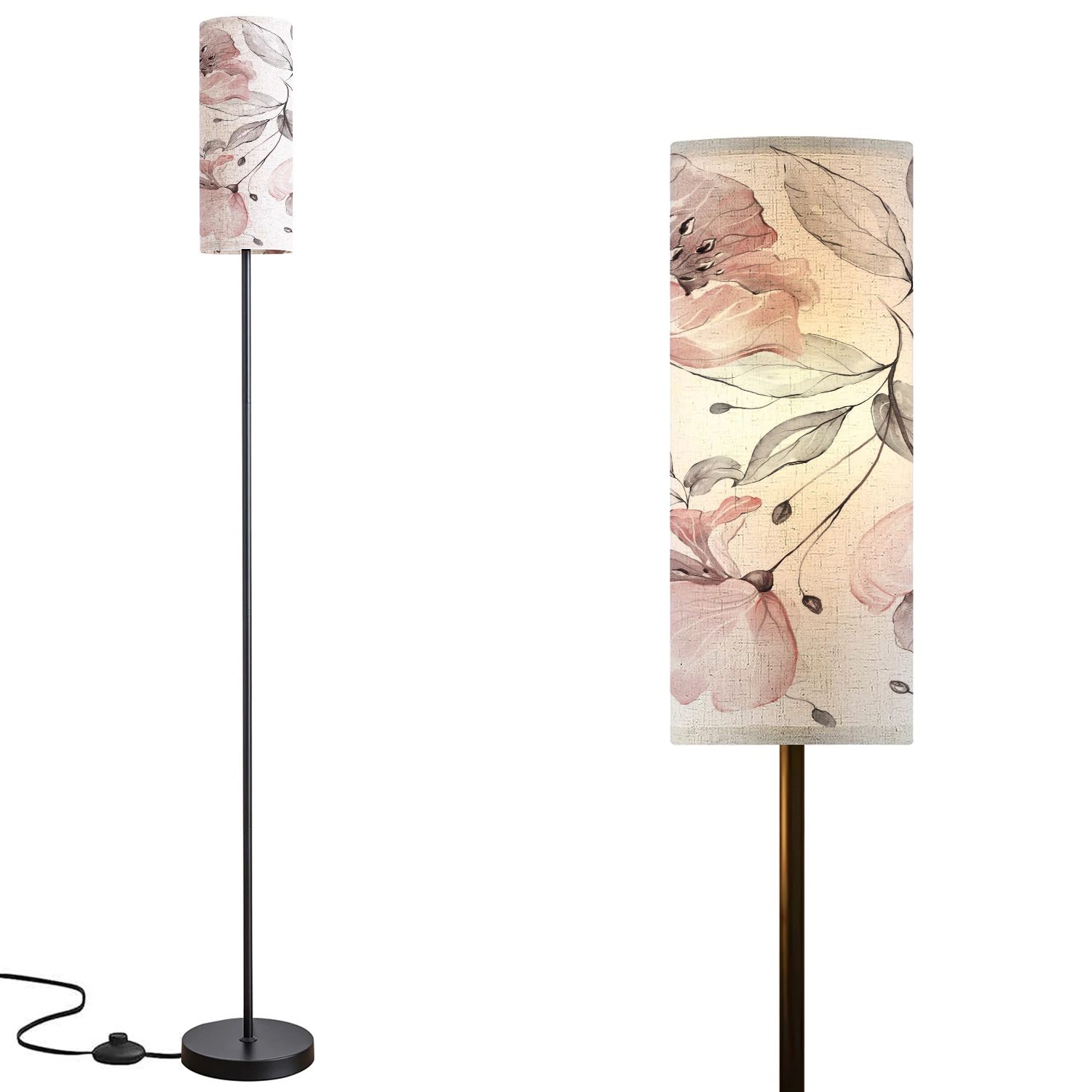 Modern Standing Lamps Seamless pattern spring flowers leaves Hand drawn ...