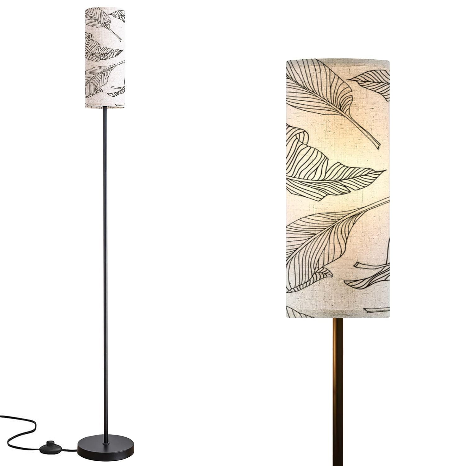 Modern Standing Lamps Seamless pattern tropic leaves white Dimmable ...