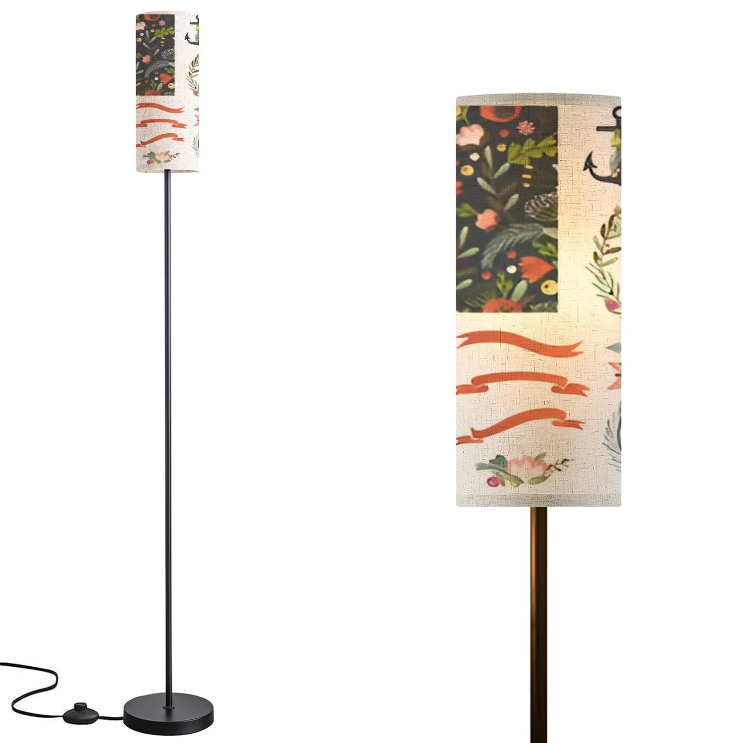 Modern Standing Lamps Set elements including seamless pattern floral ...