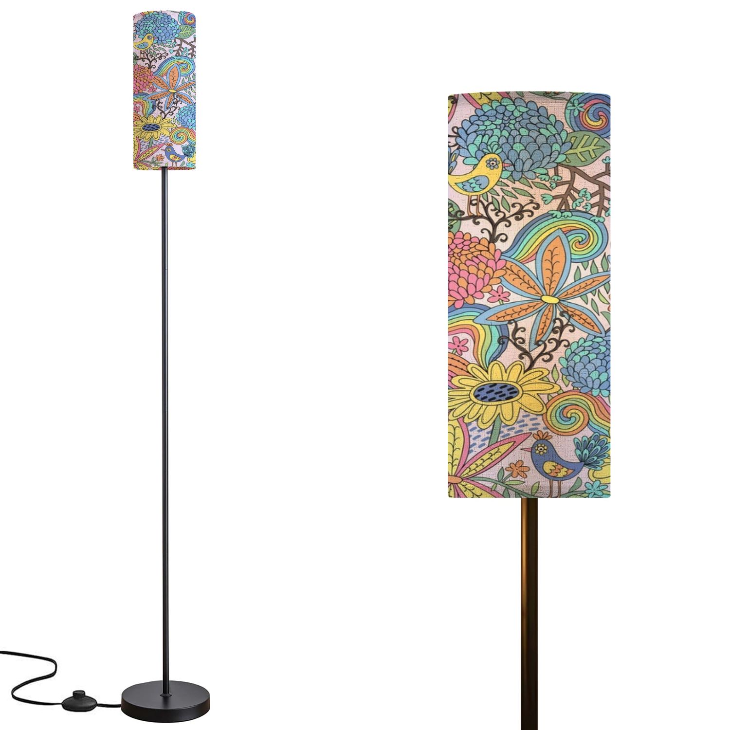Modern Standing Lamps Singing birds flowers seamless pattern for kids ...