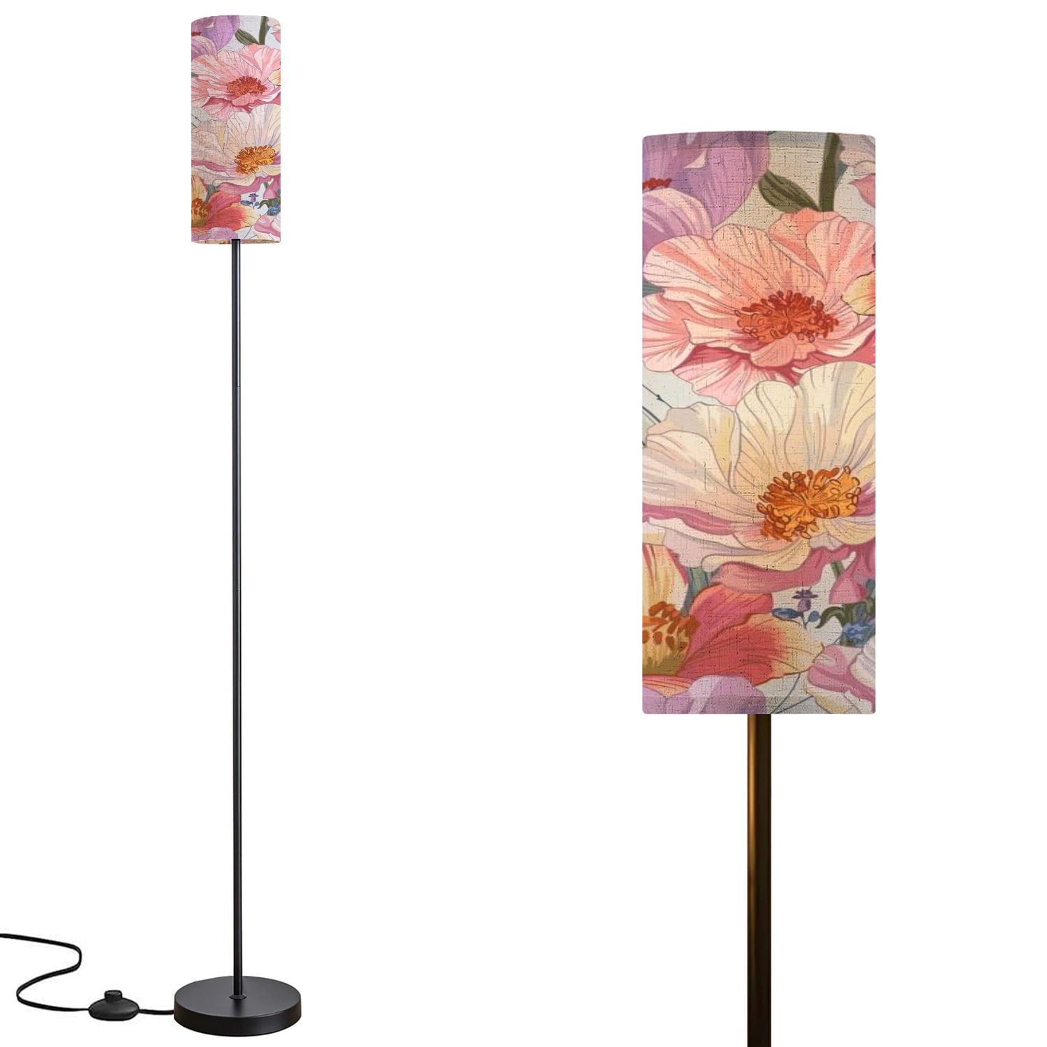 Modern Standing Lamps Summer flowers seamless pattern Dimmable Floor ...