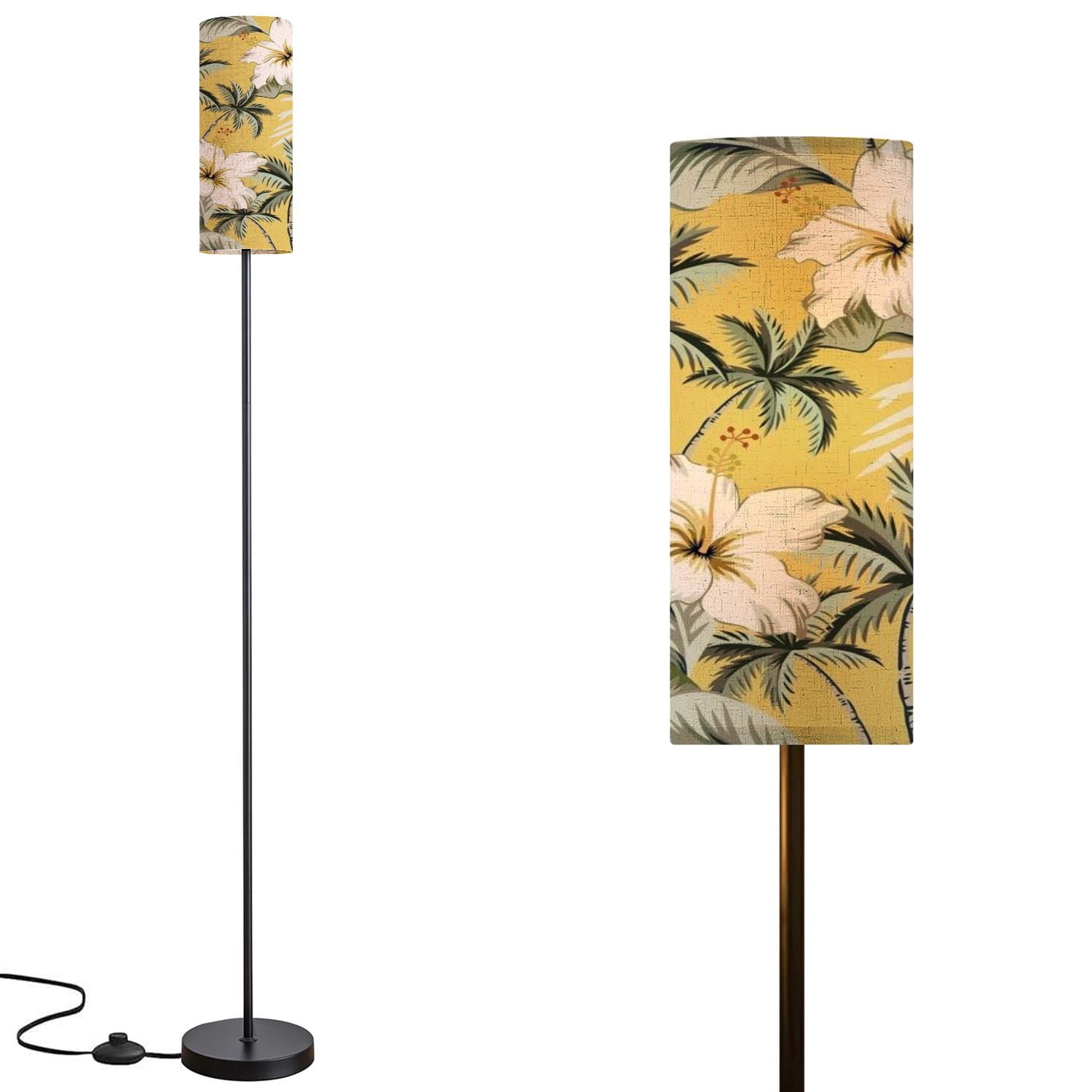 Modern Standing Lamps Tropical hibiscus flowers palm trees banana ...