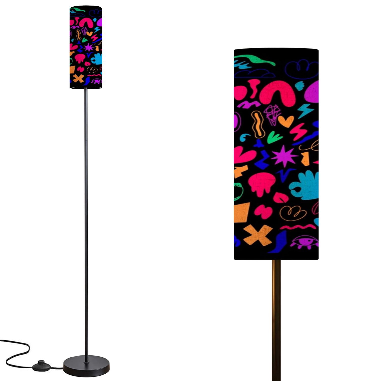 Modern Standing Lamps Vibrant neon abstract shapes black ideal for ...