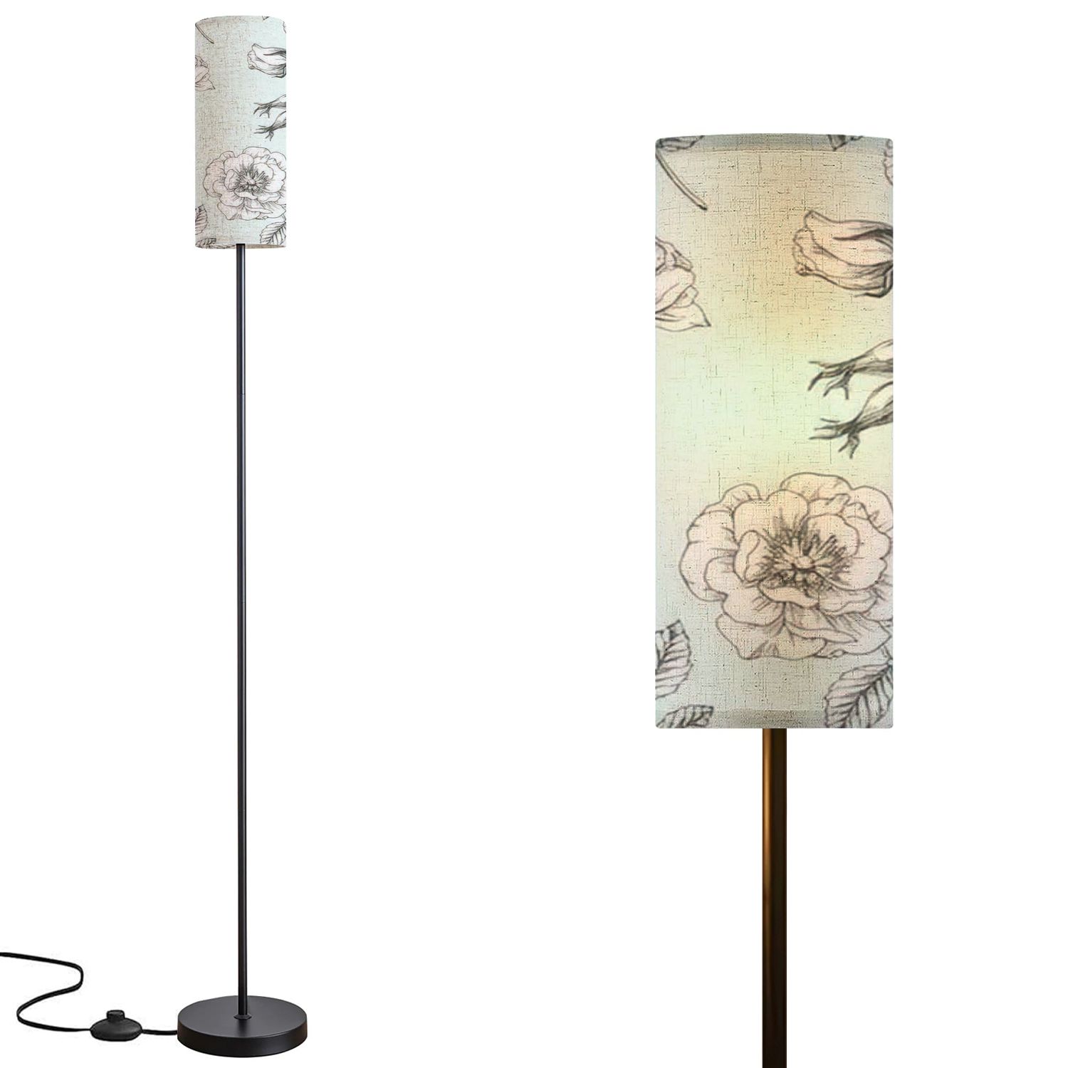 Modern Standing Lamps Vintage botanical seamless hand drawn hip rose ...