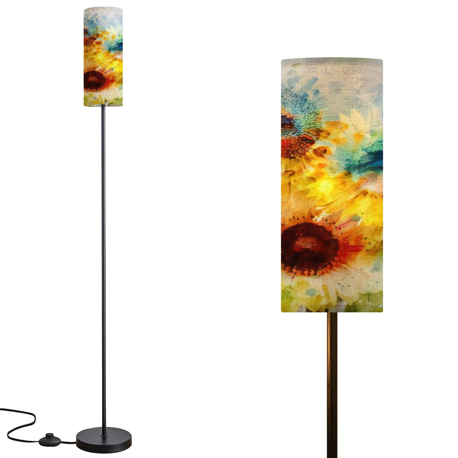 Modern Standing Lamps Watercolor expressive sunflowers Dimmable Floor ...