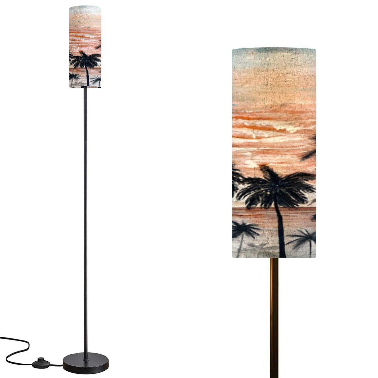 Modern Standing Lamps Watercolor palm trees silhouette sunset landscape ...