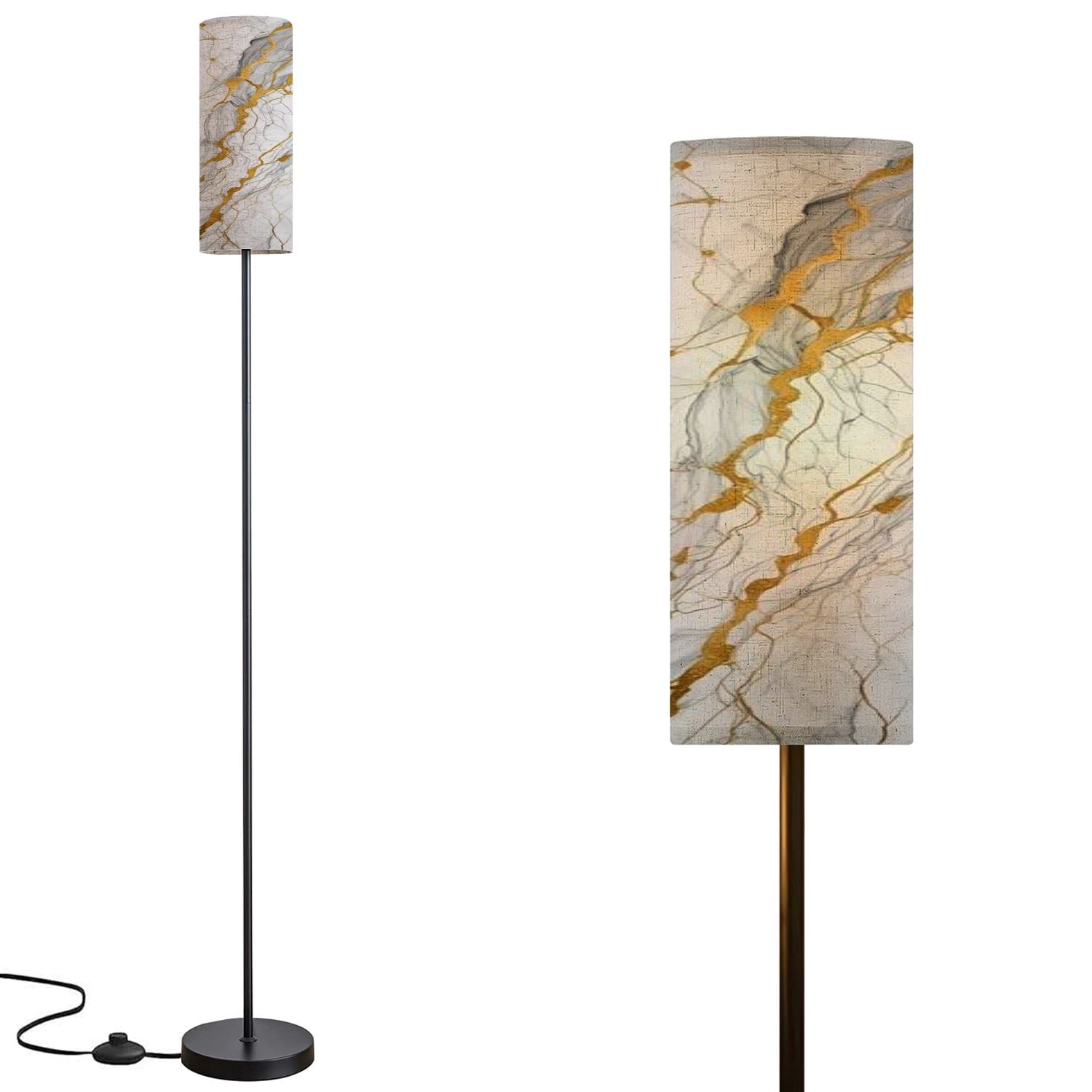 Modern Standing Lamps White Marble Texture Golden Dimmable Floor Lamp ...