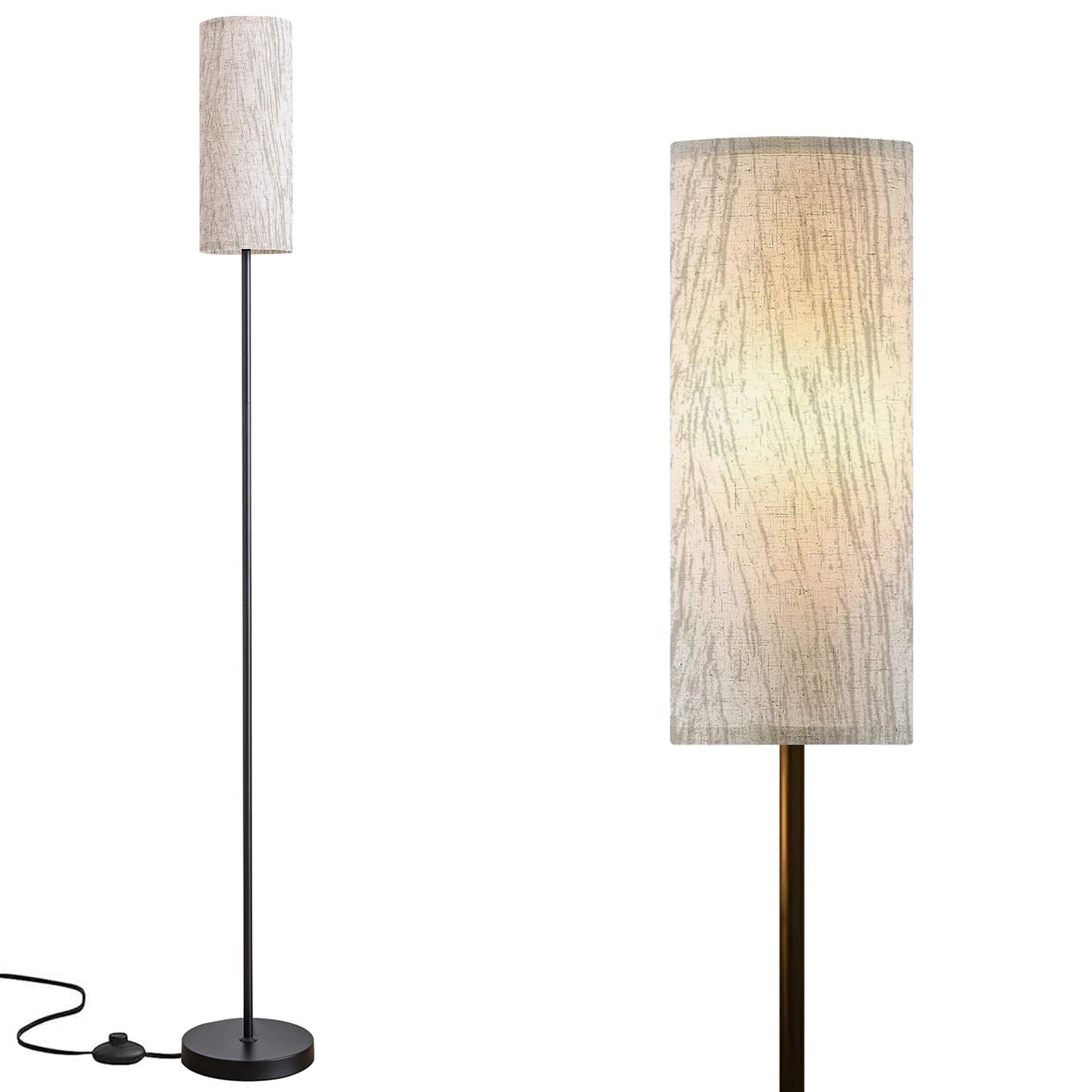 Modern Standing Lamps Wood texture Dimmable Floor Lamp Metal Pole Lamp ...