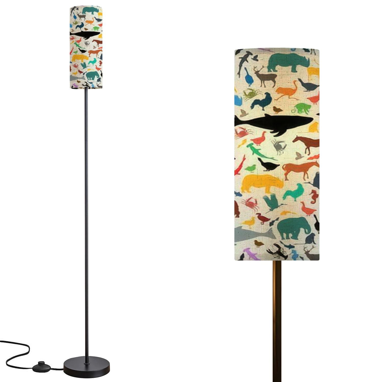 Modern Standing Lamps animal silhouettes seamless pattern retro style ...